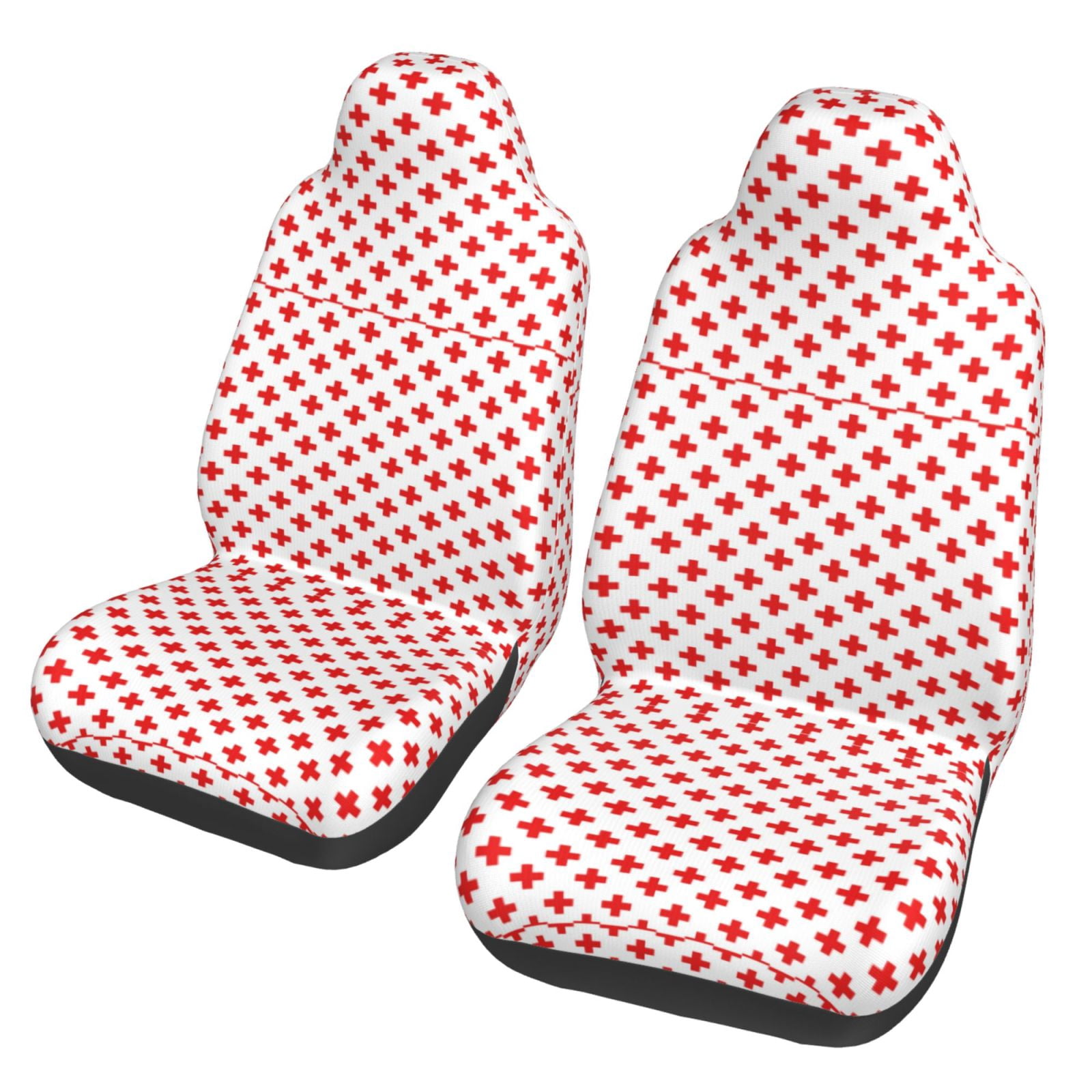 Pofeuu Red Cross Print Automotive Car Seat Covers Flat Cloth Full Set ...