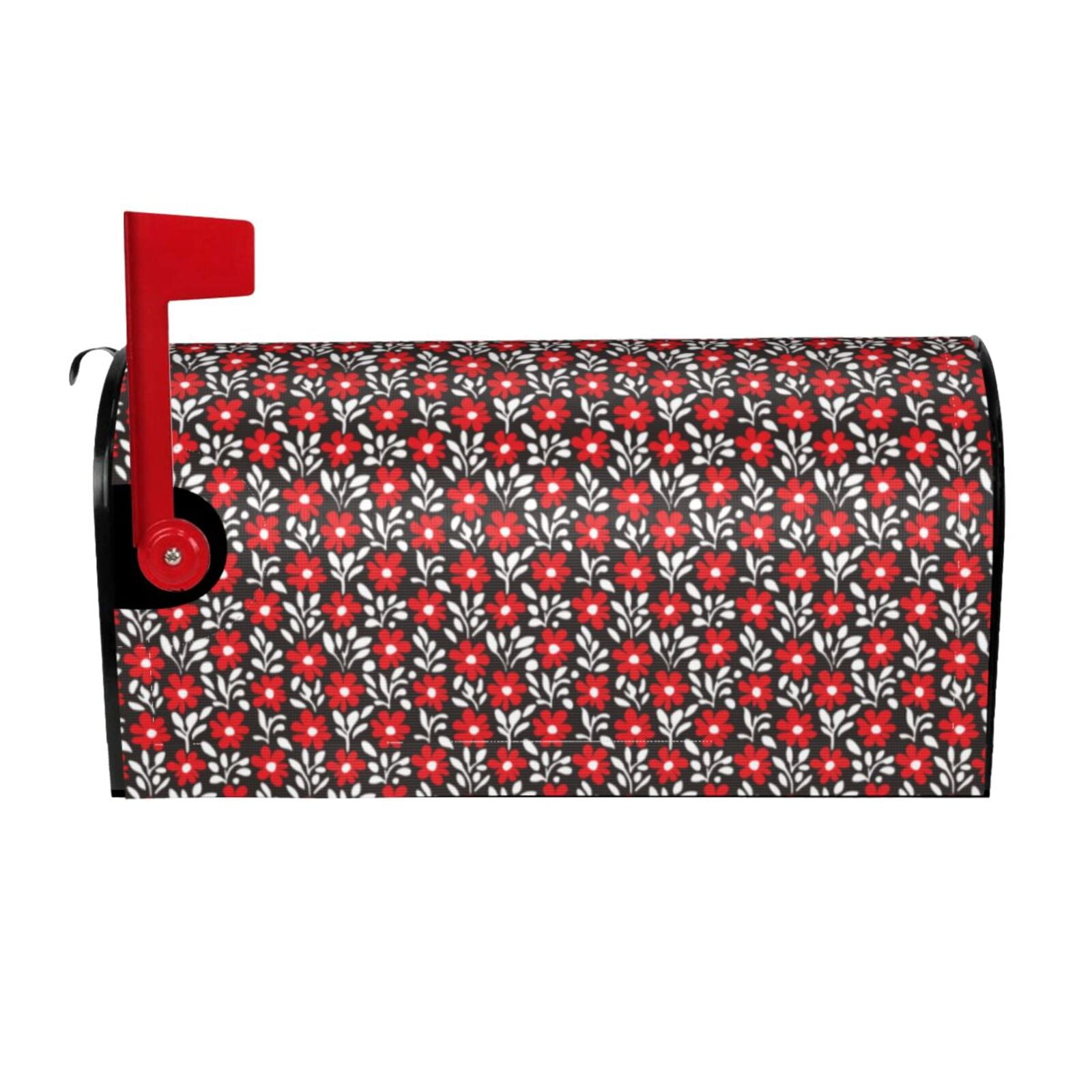 Pofeuu Red Floral Print Mailbox Covers Letterbox Cover Mailbox Wrap for ...