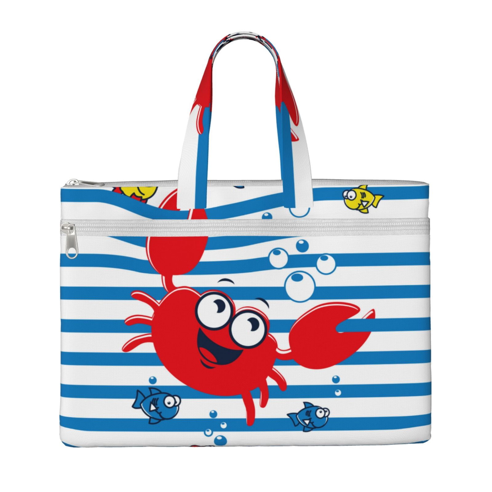 Pofeuu Red Funny Crab on Blue Stripe Print Laptop Bag Carrying ...