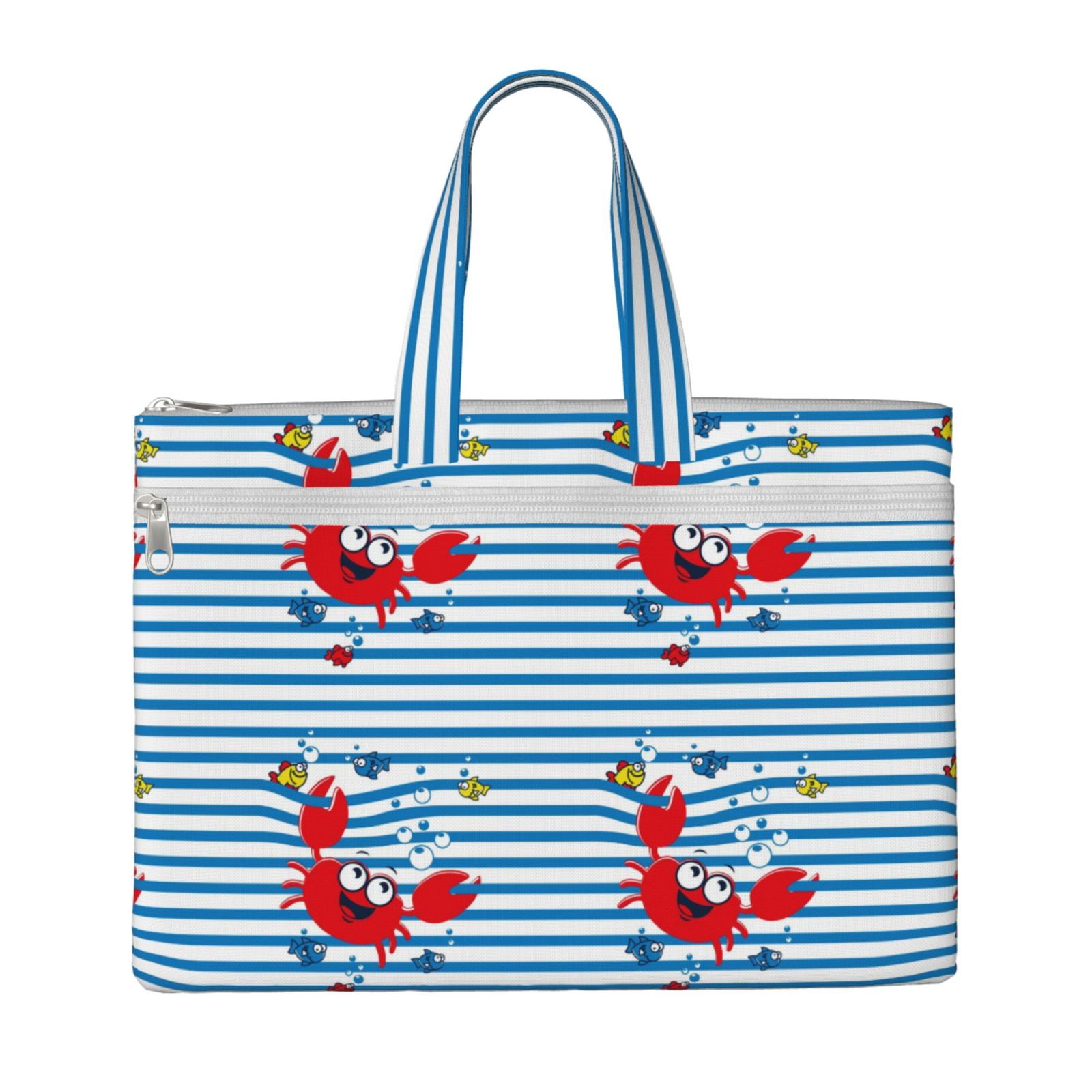 Pofeuu Red Funny Crab on Blue Stripe Print Laptop Bag Carrying ...