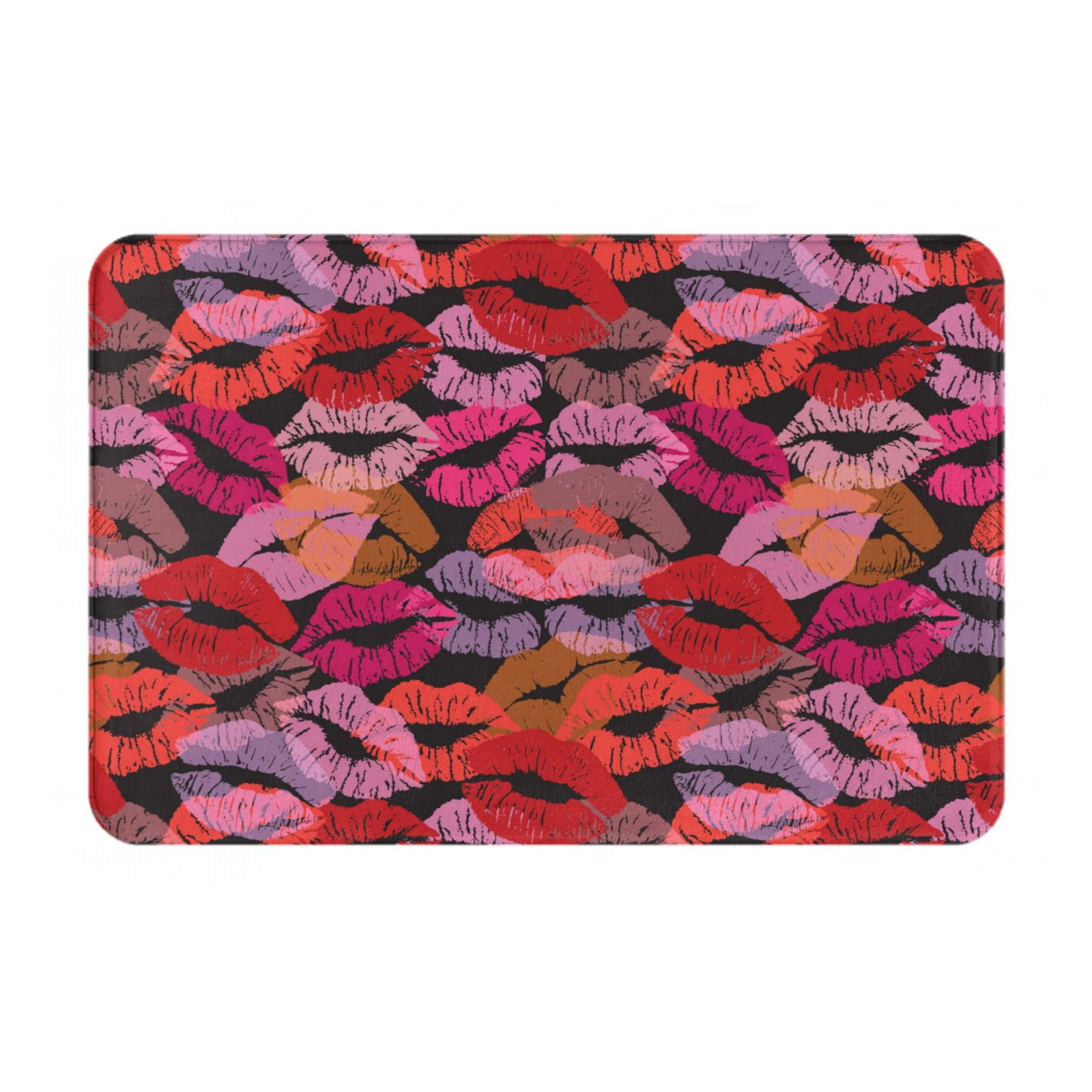 Pofeuu Red Lips Kissing Print Flannel Doormats Rug16"x24"Rug Washable ...