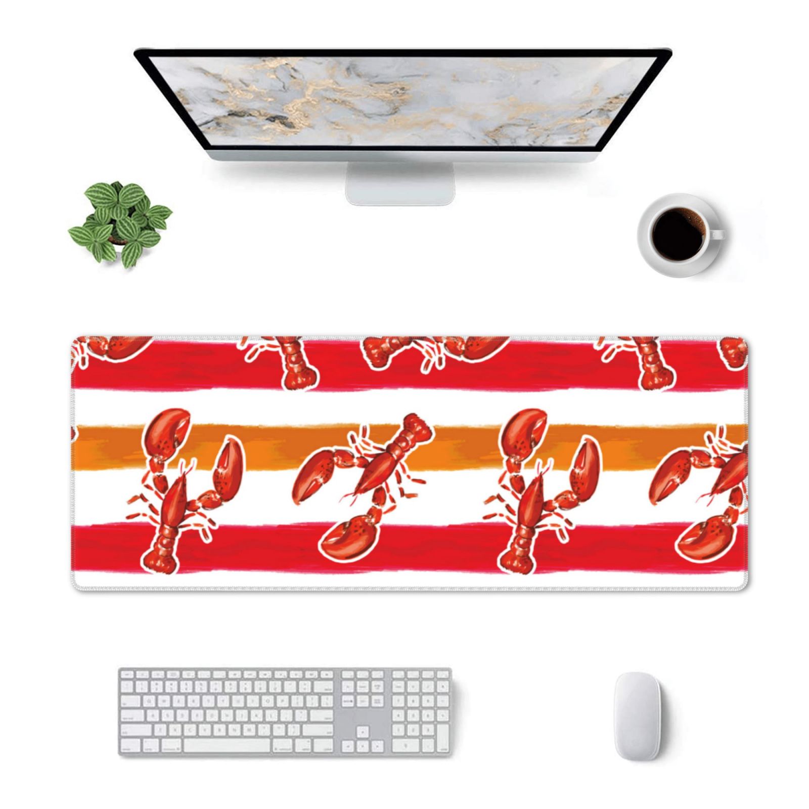Pofeuu Red Lobster Print Desk Mat for Keyboard and Mouse，Computer Desk ...