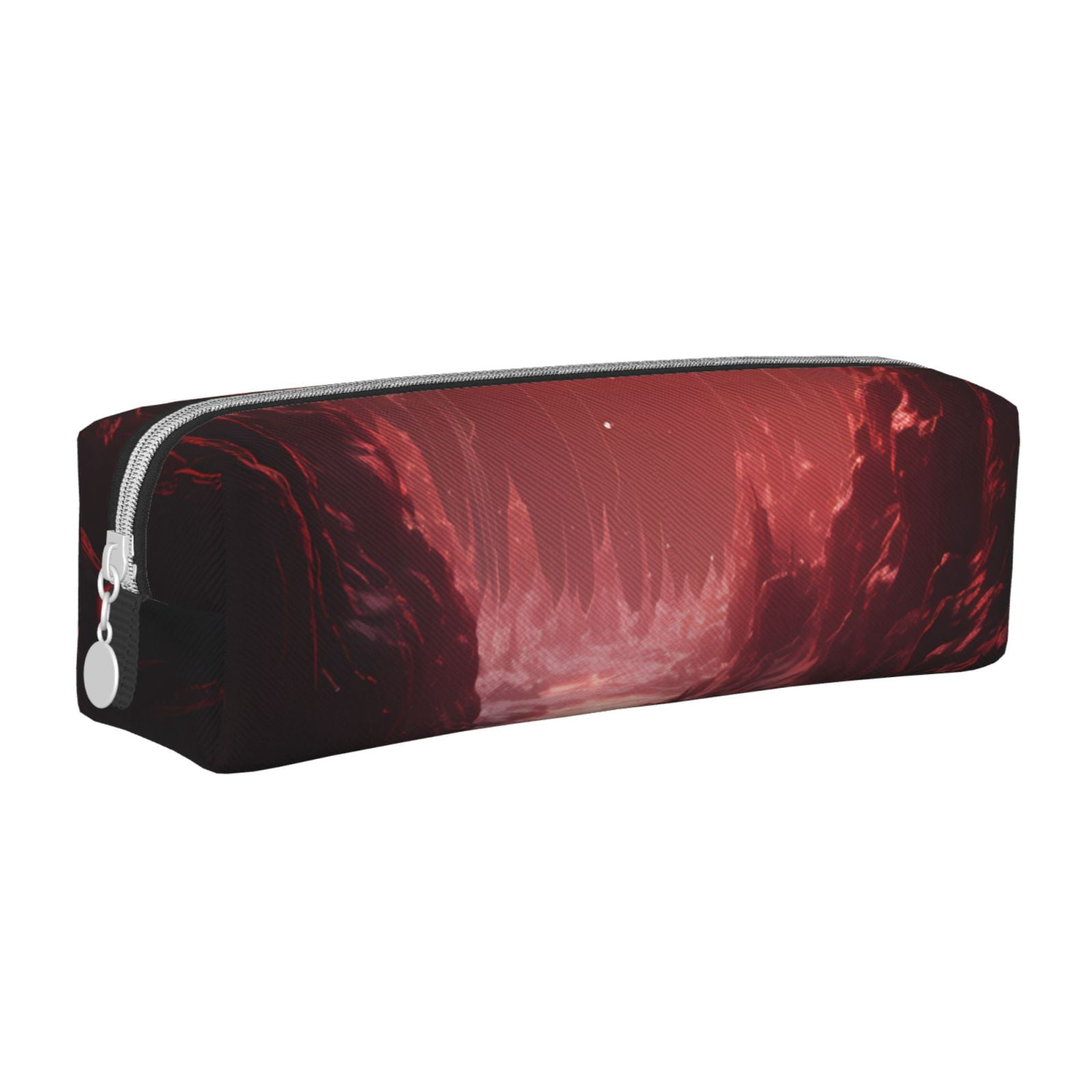Pofeuu Red Moon Lava Print Leather Pencil Case, Leather Pencil Pouch ...