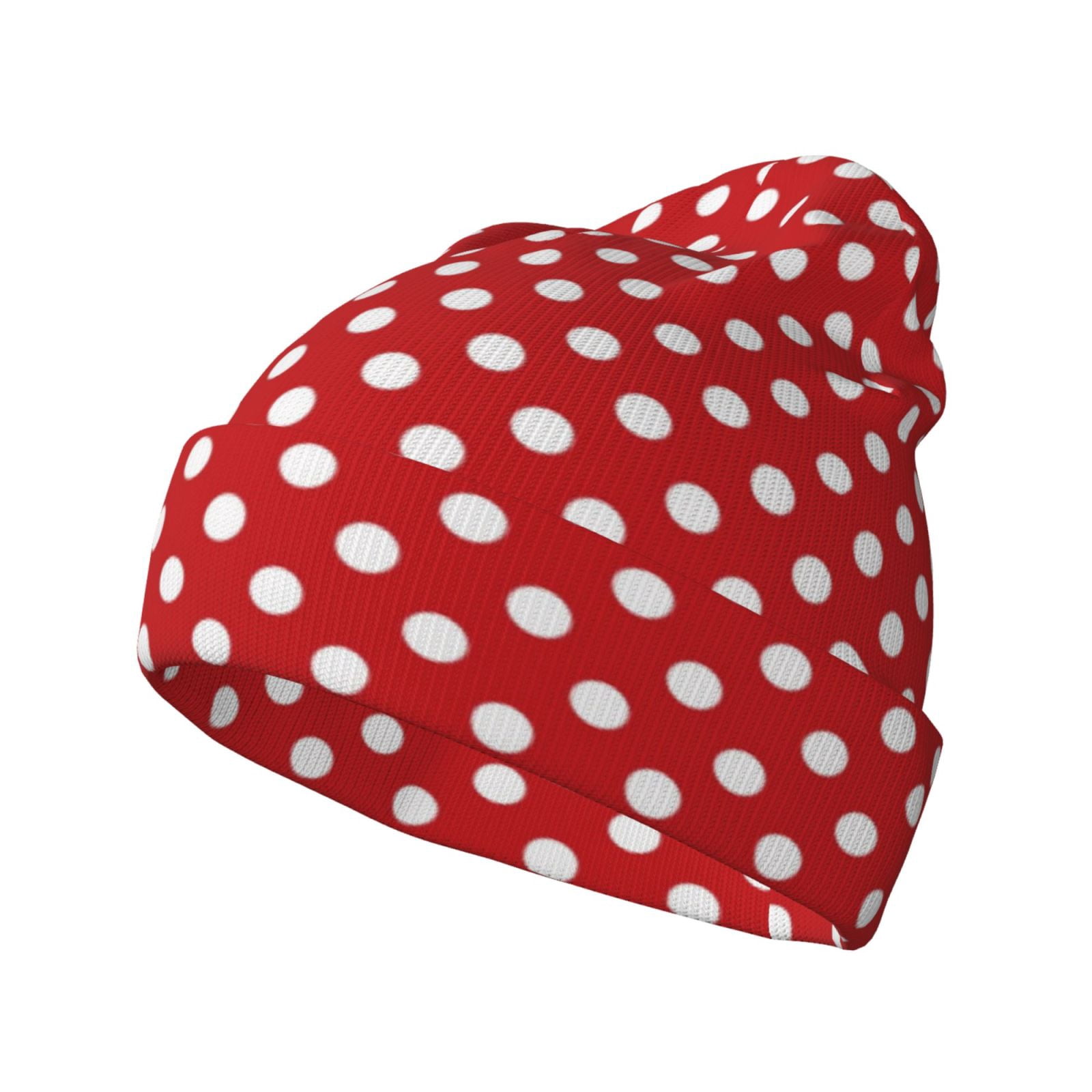 Pofeuu Red Polka Dot Print Beanie Hat for Men Women Knit Winter Hat ...