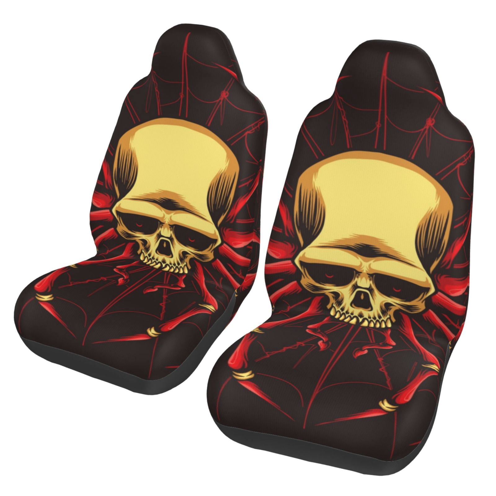 Pofeuu Red Skull Spider Print Automotive Car Seat Covers Flat Cloth ...