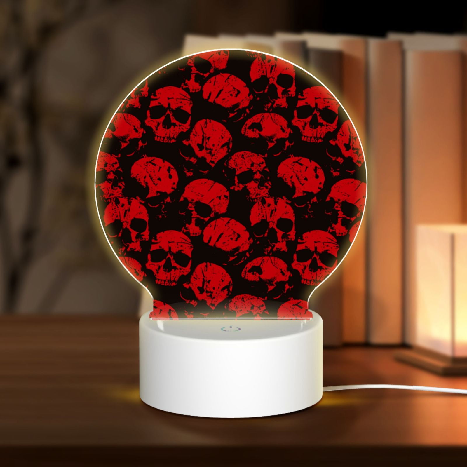 Pofeuu Red Skulls Print LED Christmas Night Light Lamp Base Gift DIY 3D ...