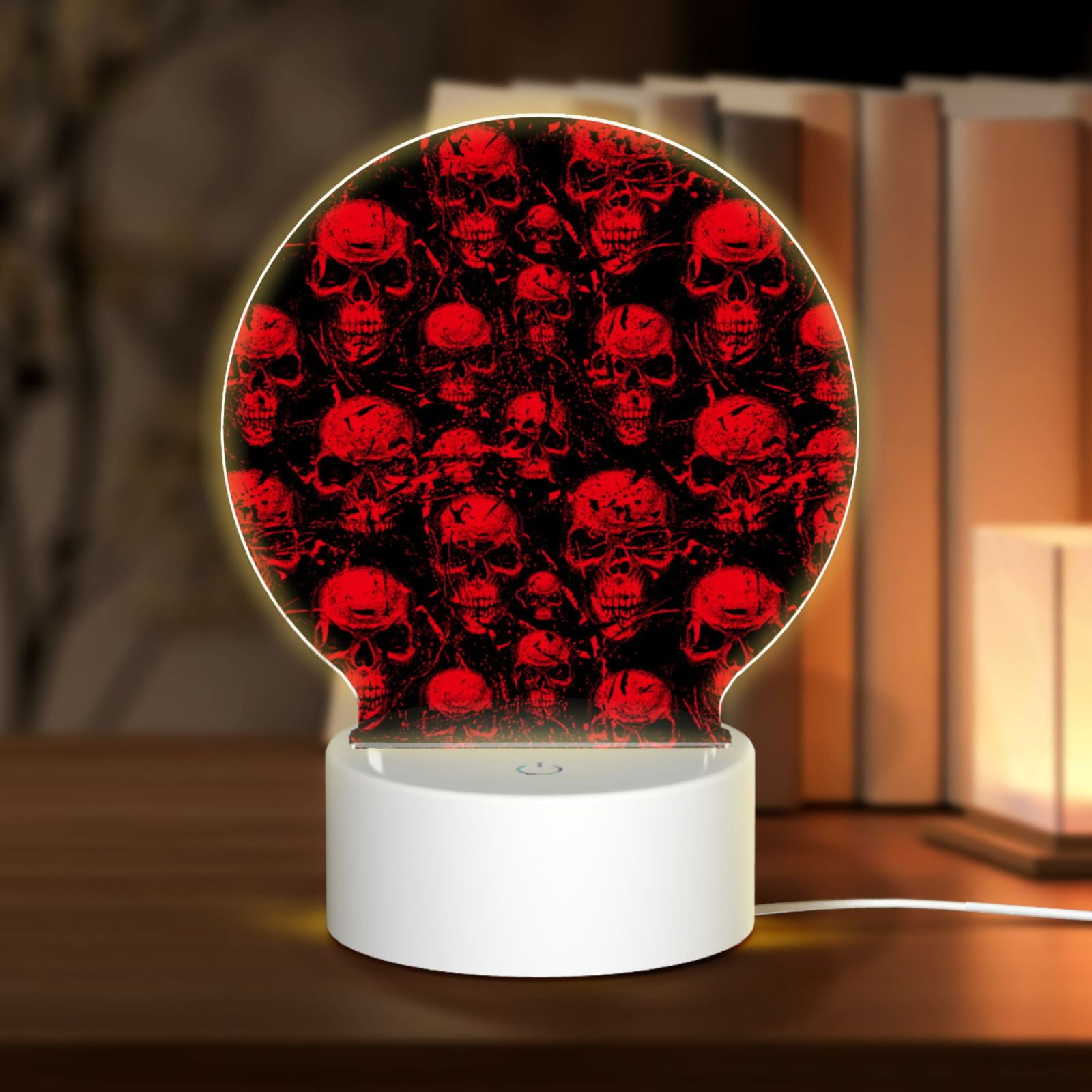 Pofeuu Red Skulls Print LED Christmas Night Light Lamp Base Gift DIY 3D ...