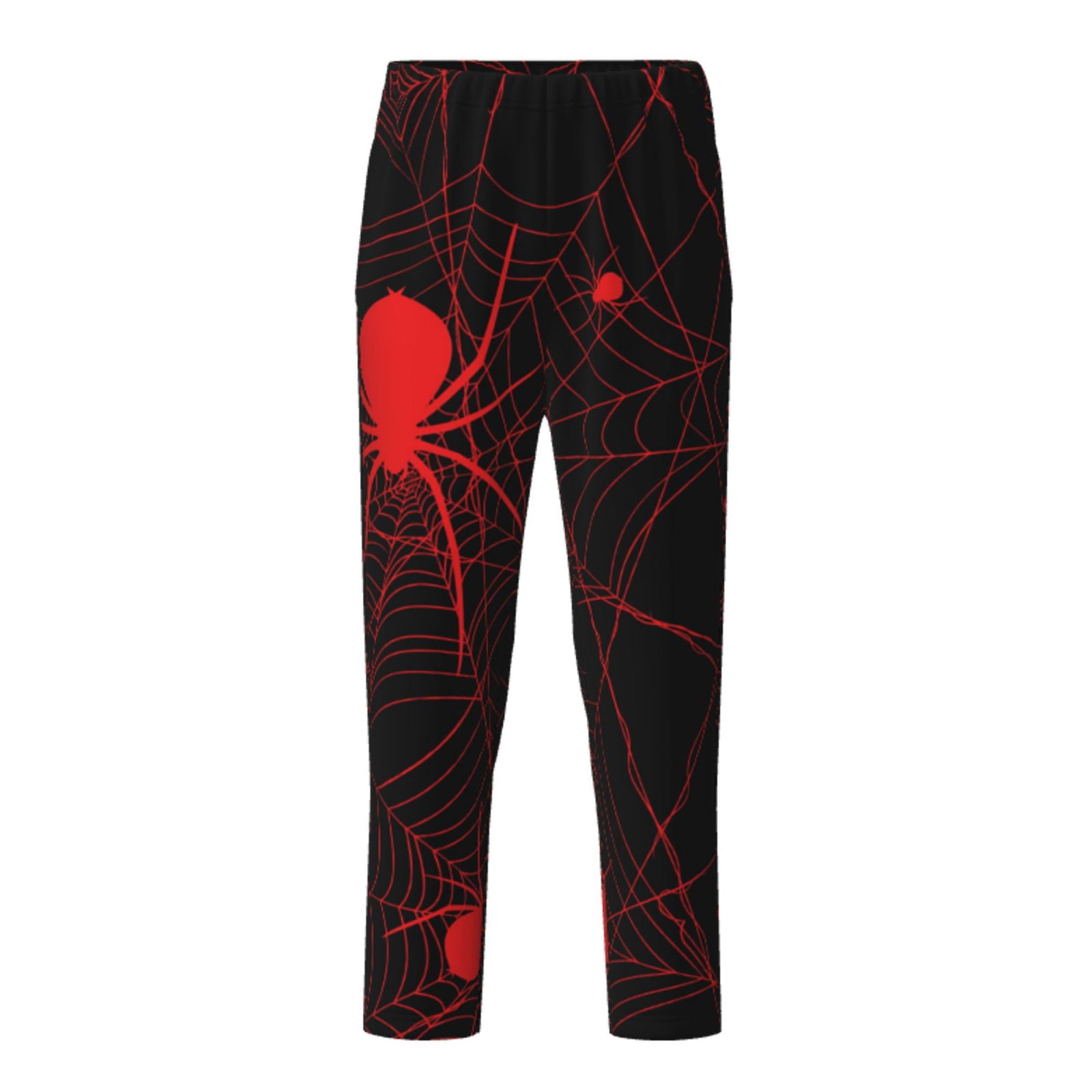 Pofeuu Red Spider On The Web Print Teenagers' Pajama Pants, Soft Lounge ...