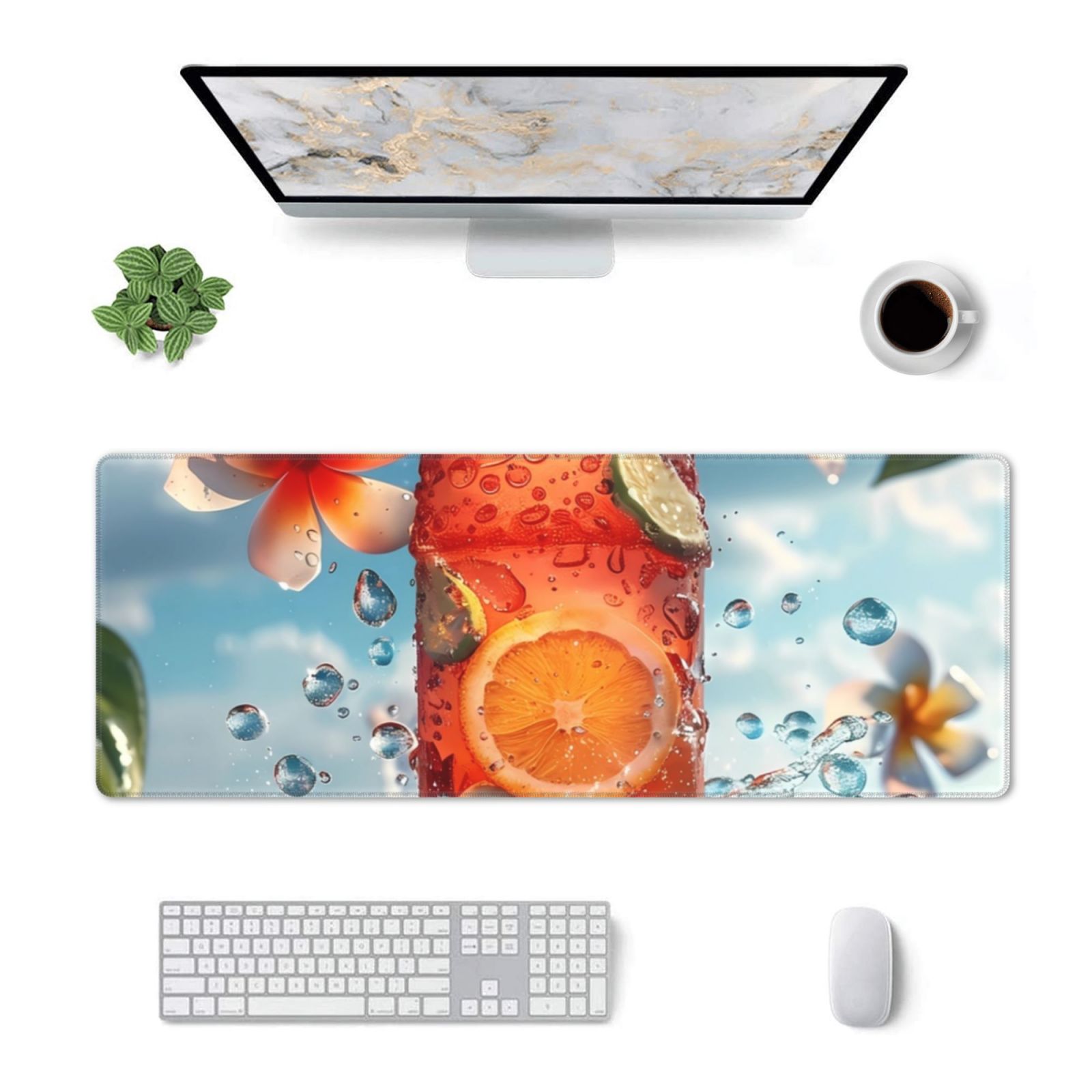 Pofeuu Refreshing Citrus Splash Print Desk Mat for Keyboard and Mouse ...