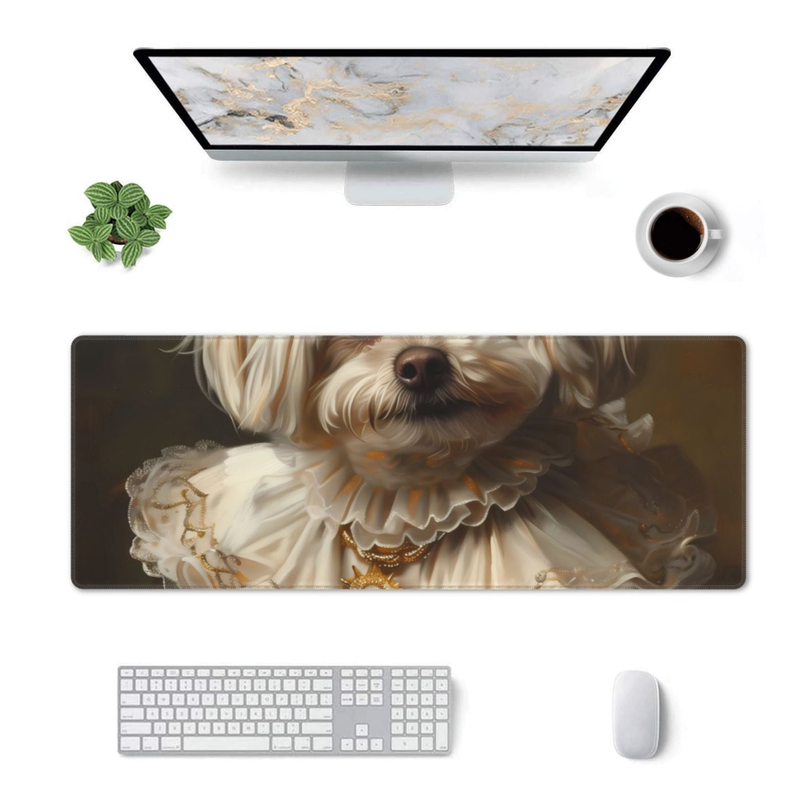 Pofeuu Regal Dog In Royal Attire Print Desk Mat for Keyboard and Mouse ...