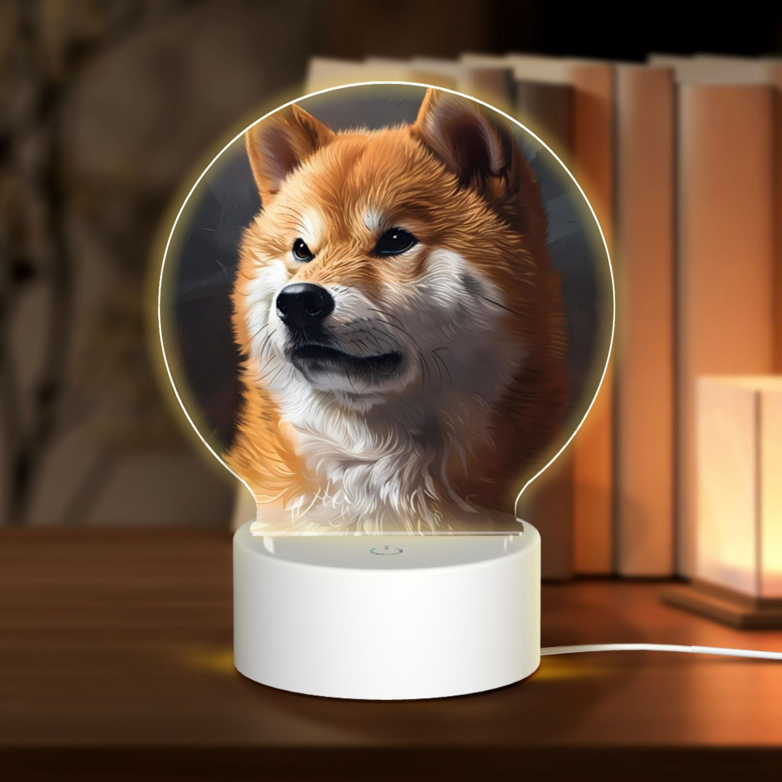 Pofeuu Regal Shiba Inu Print LED Christmas Night Light Lamp Base Gift ...