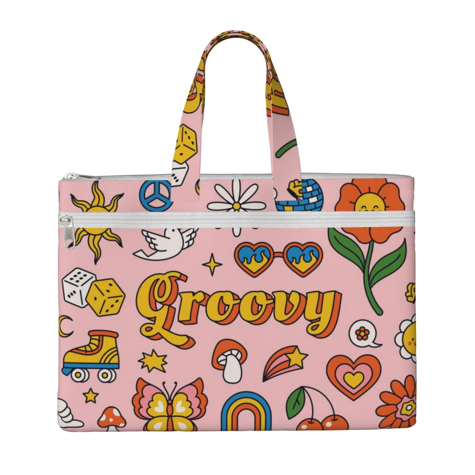 Pofeuu Retro 70s Hippie Print Laptop Bag Carrying - Computer Bag Laptop ...