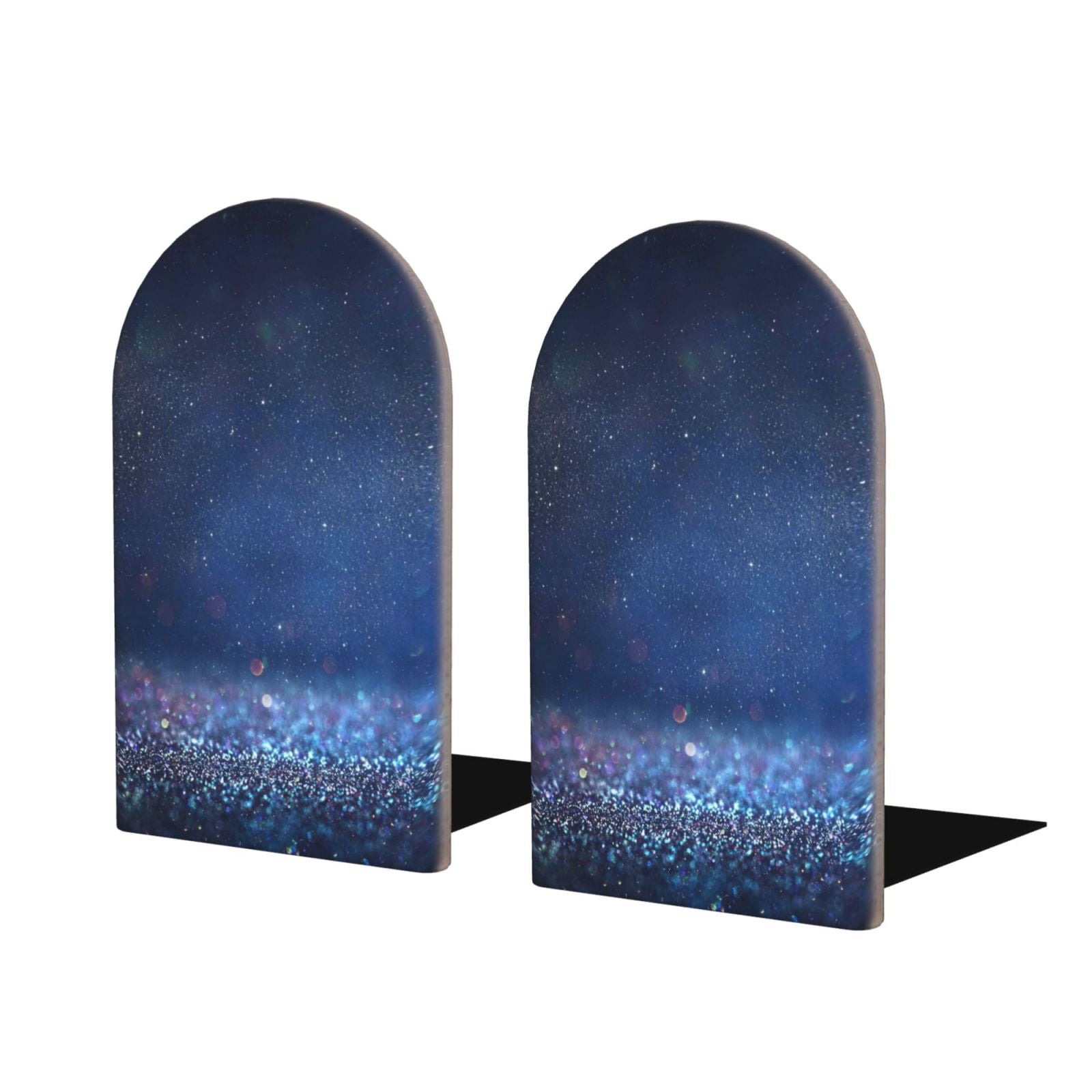 Pofeuu Retro Blue Glitter Print Large Bookend Hold Heavy Books- Wood ...