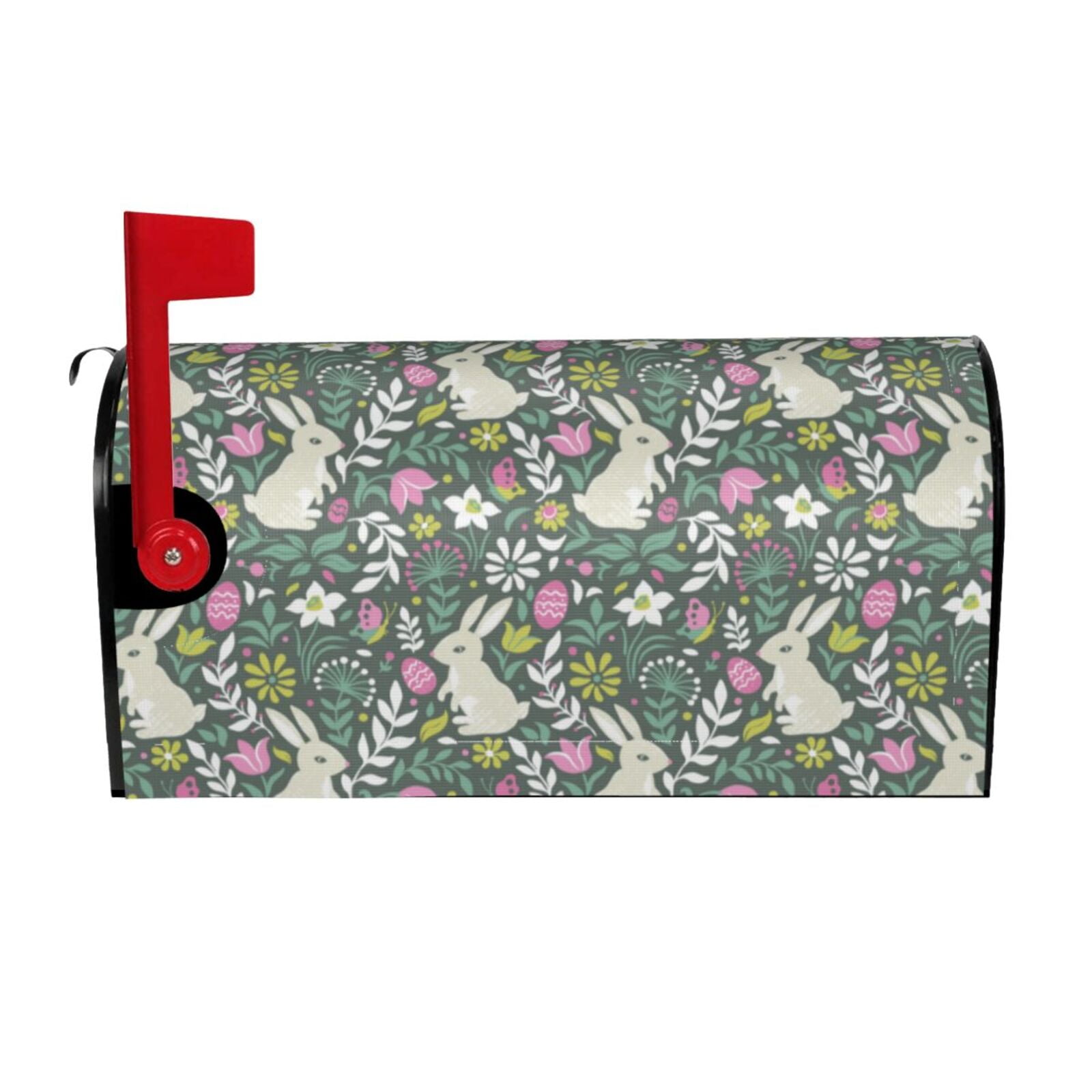 Pofeuu Retro Bunny Floral Print Mailbox Covers Letterbox Cover Mailbox ...