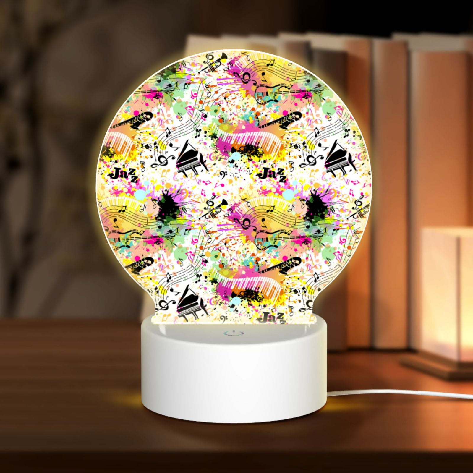 Pofeuu Retro Musical Print LED Christmas Night Light Lamp Base Gift DIY ...