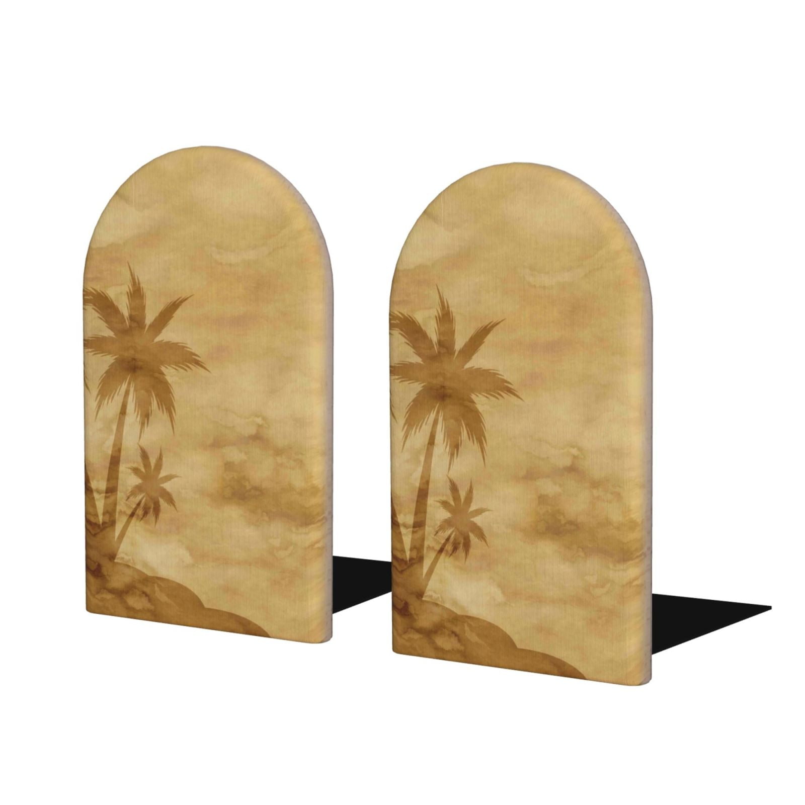 Pofeuu Retro Palm Tree Print Large Bookend Hold Heavy Books- Wood ...