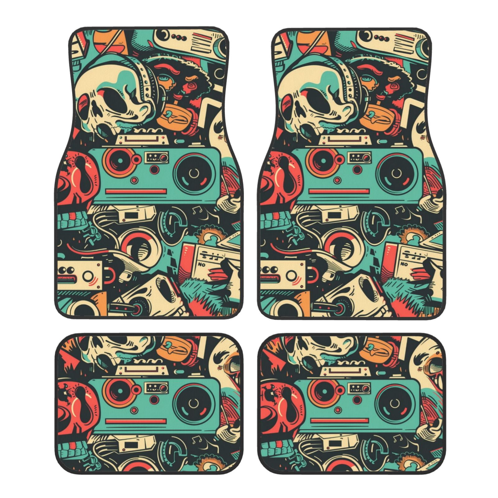 Pofeuu Retro Pop Art Collage Print Car Foot Mat Set of 4 Pieces - All ...