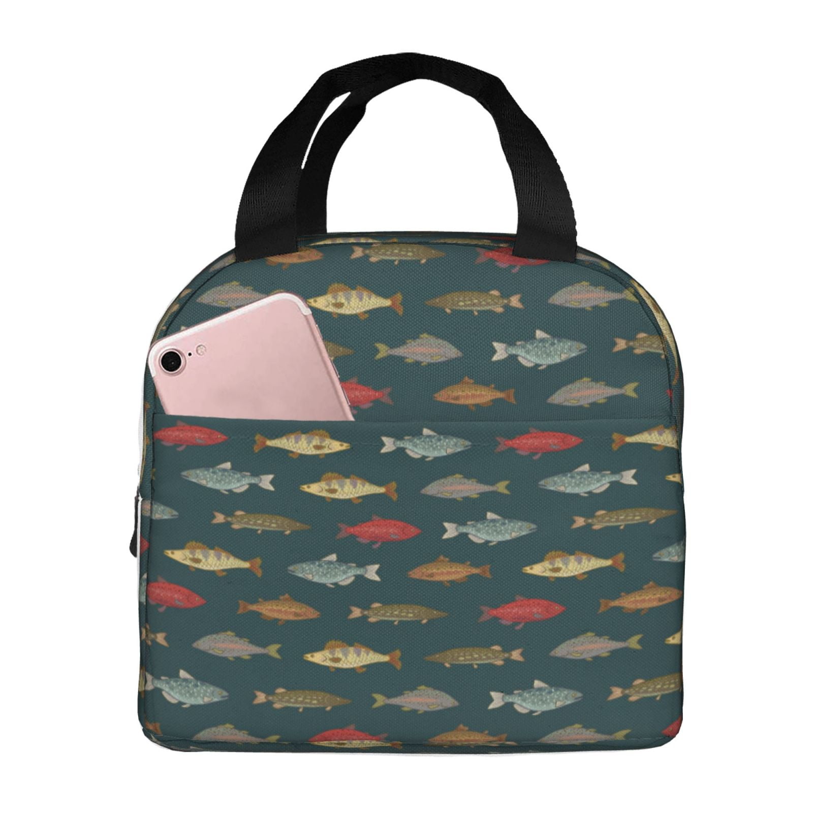 Pofeuu River Freshwater Fish Print Lunch Bag Lunch Box Large Capacity ...