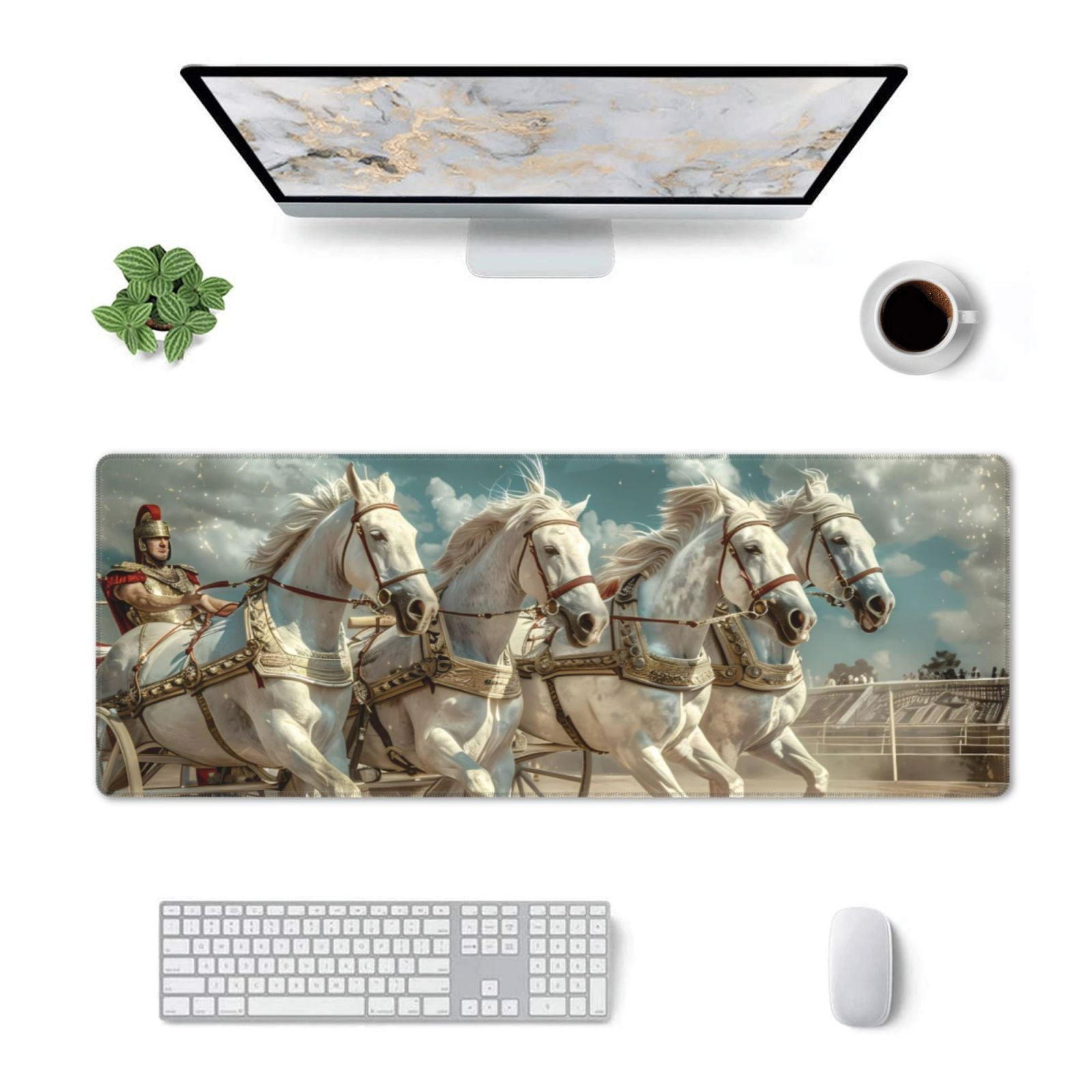 Pofeuu Roman Chariot Horse Race Print Desk Mat for Keyboard and Mouse ...