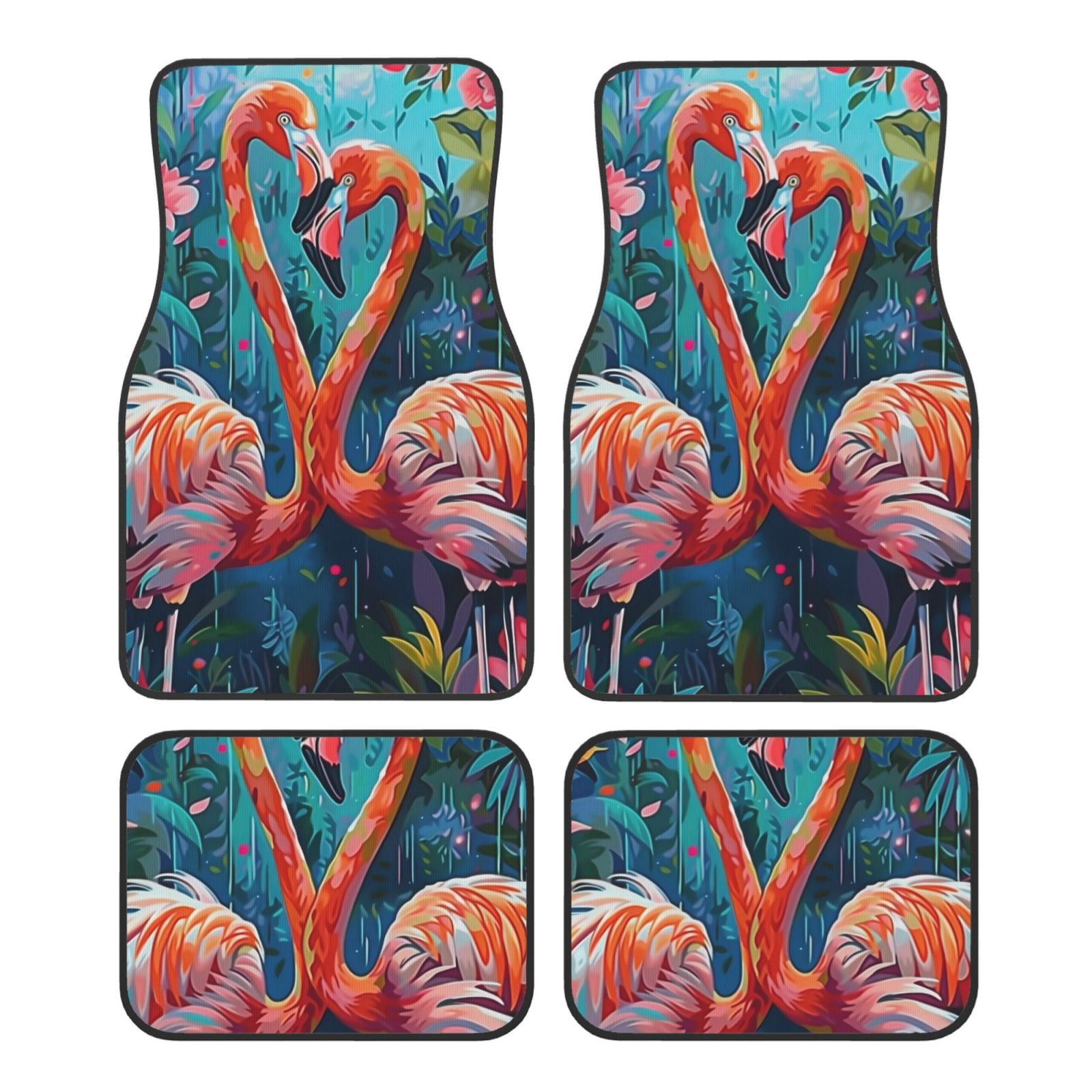 Pofeuu Romantic Flamingo Pair Print Car Foot Mat Set of 4 Pieces - All ...