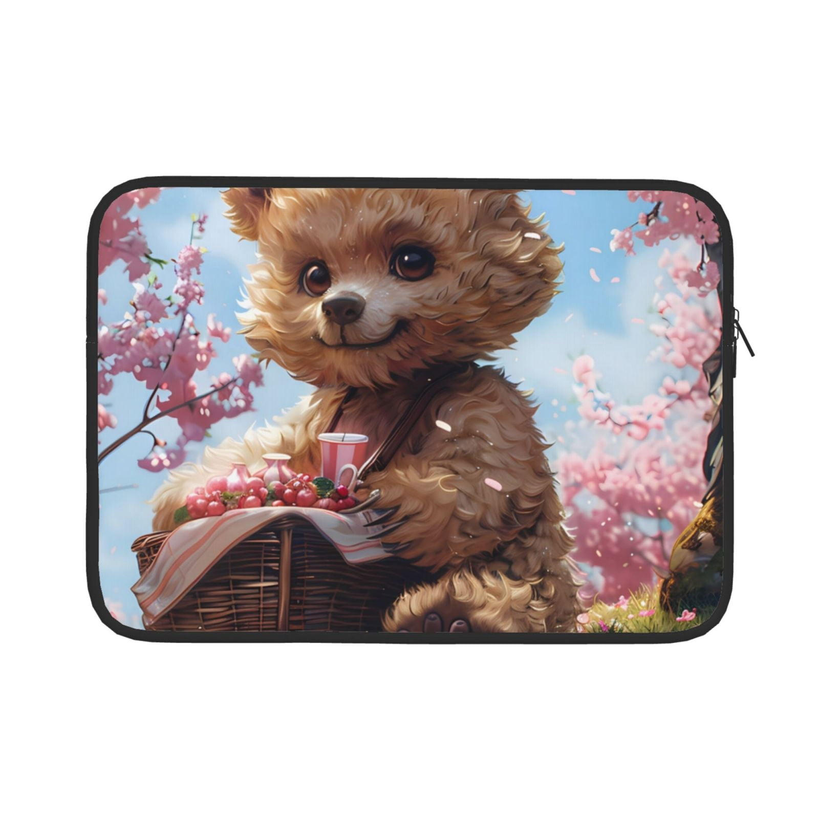 Pofeuu Romantic Floral Bear Print Laptop Carrying Case,13-15-Inch Laptop and Tablet, Sleek ...