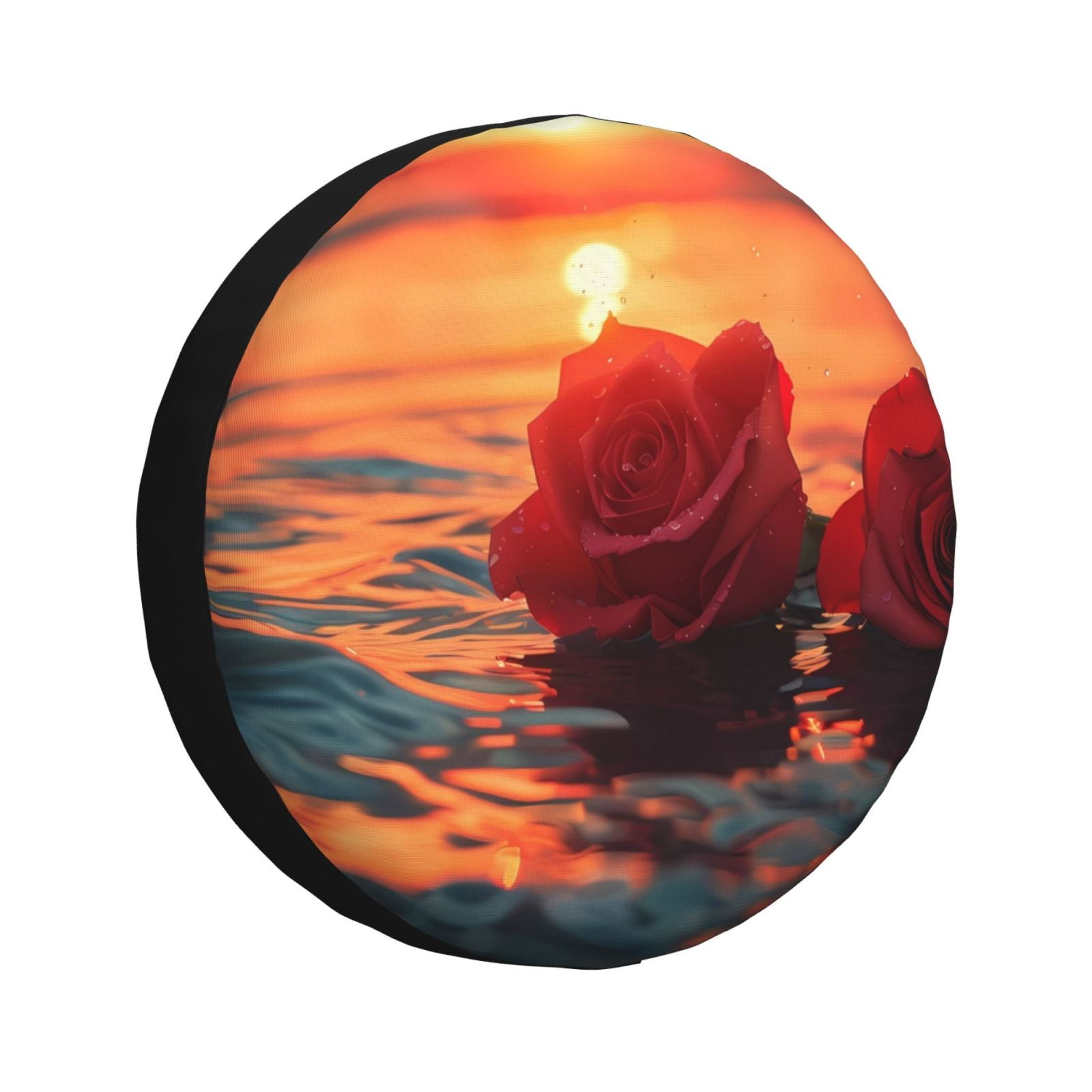 Pofeuu Romantic Roses Sunset Ocean Print Spare Tire Wheel Cover for Car ...