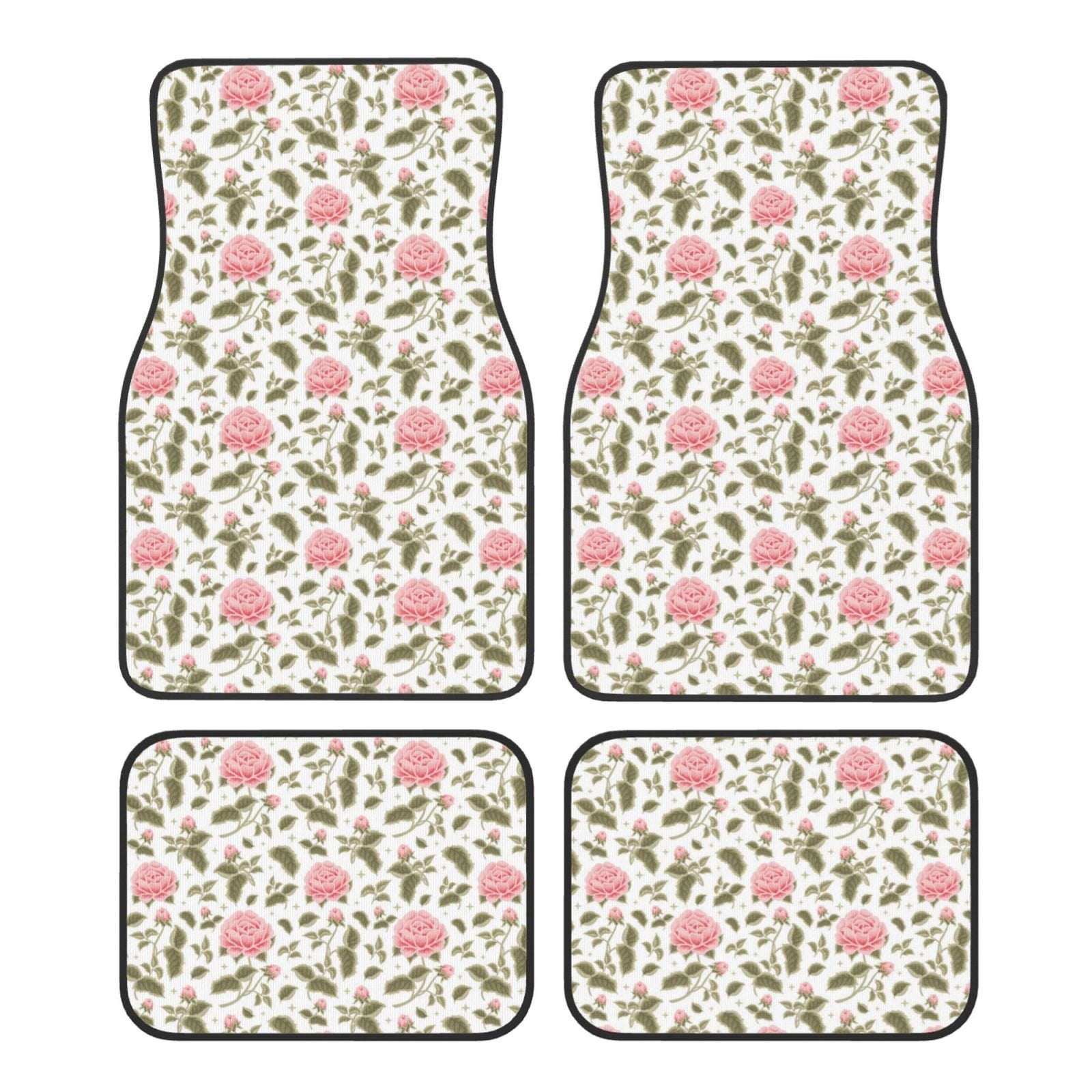 Pofeuu Rose Flowers Print Car Foot Mat Set of 4 Pieces - All-Weather ...