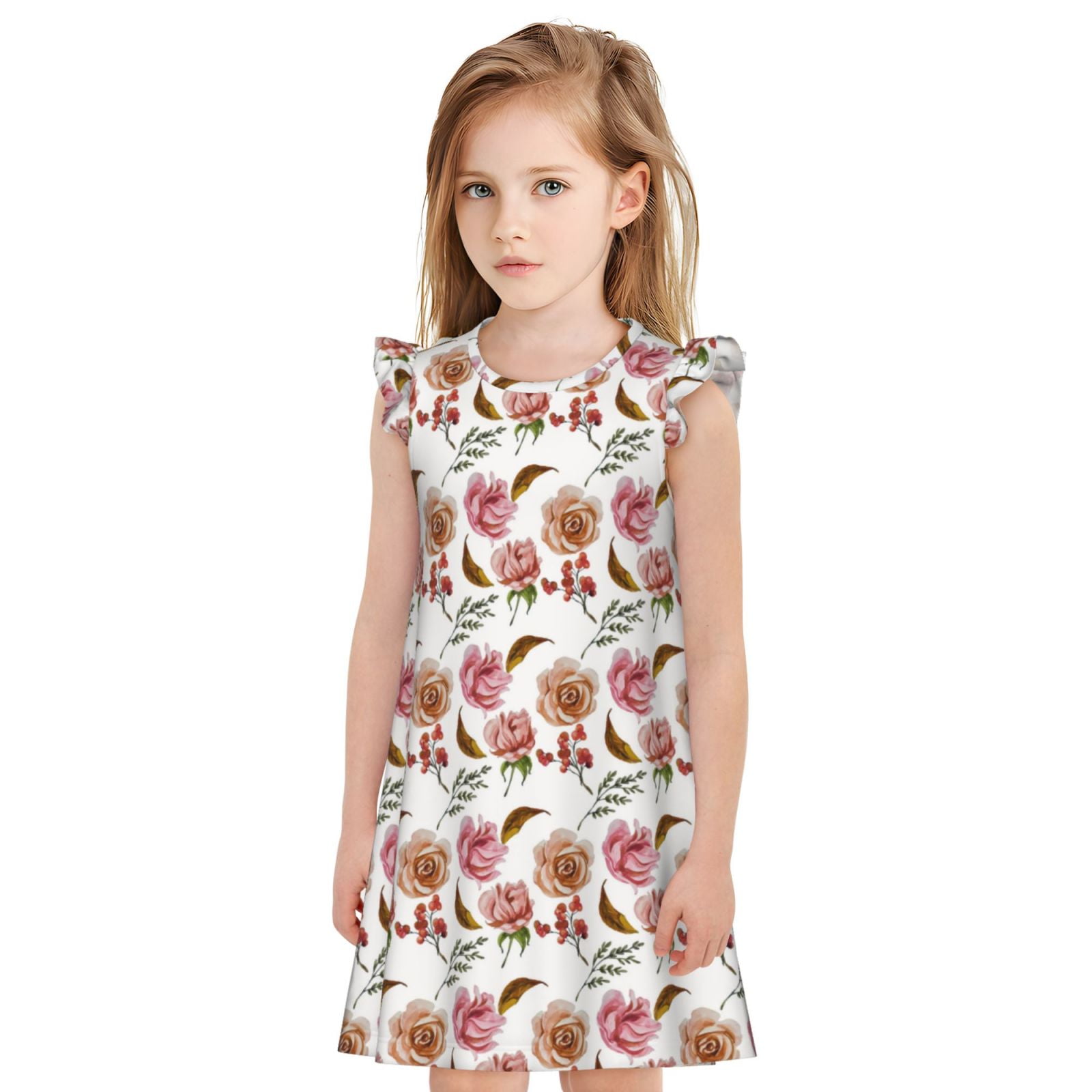 Pofeuu Rose Flowers Print Girls Nightgowns, Nightgown Princess Pajama ...