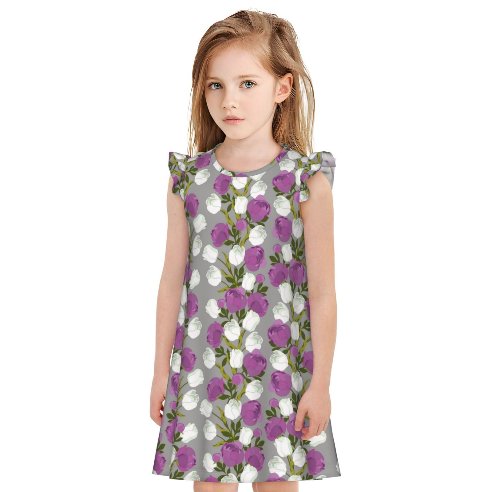 Pofeuu Rose Flowers Print Girls Nightgowns, Nightgown Princess Pajama ...