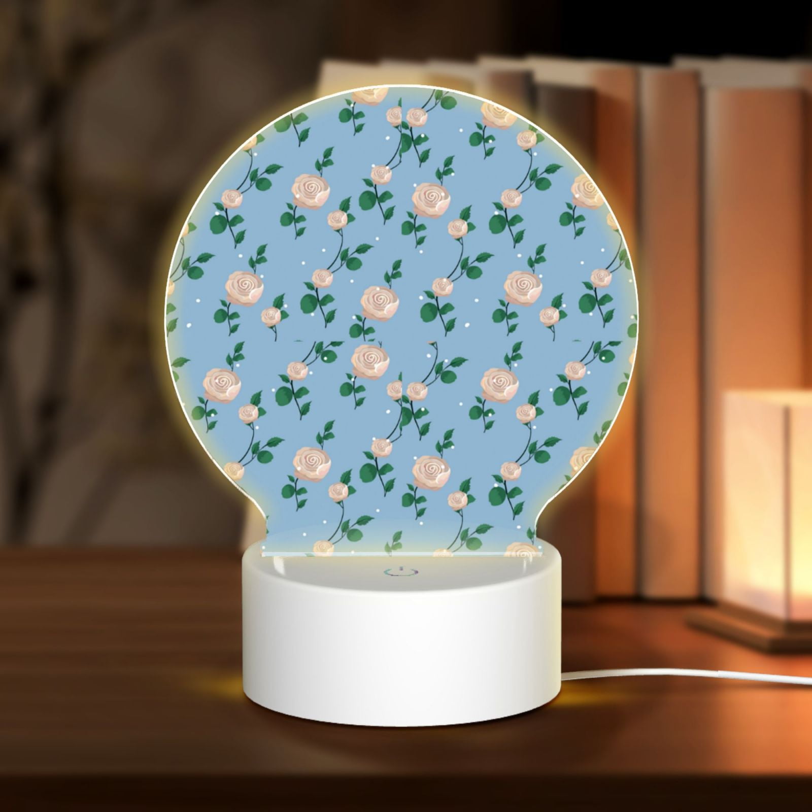 Pofeuu Rose Flowers Print LED Christmas Night Light Lamp Base Gift DIY ...