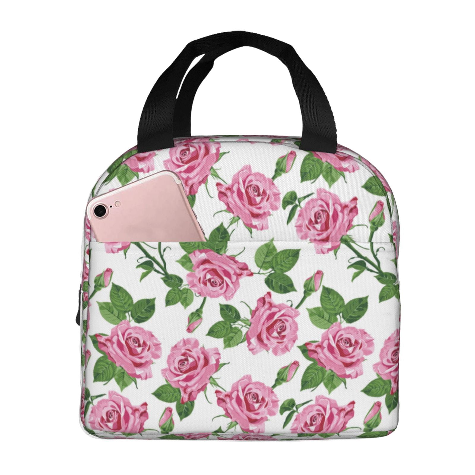 Pofeuu Rose Flowers Print Lunch Bag Lunch Box Insulated Lunch Bag Adult ...