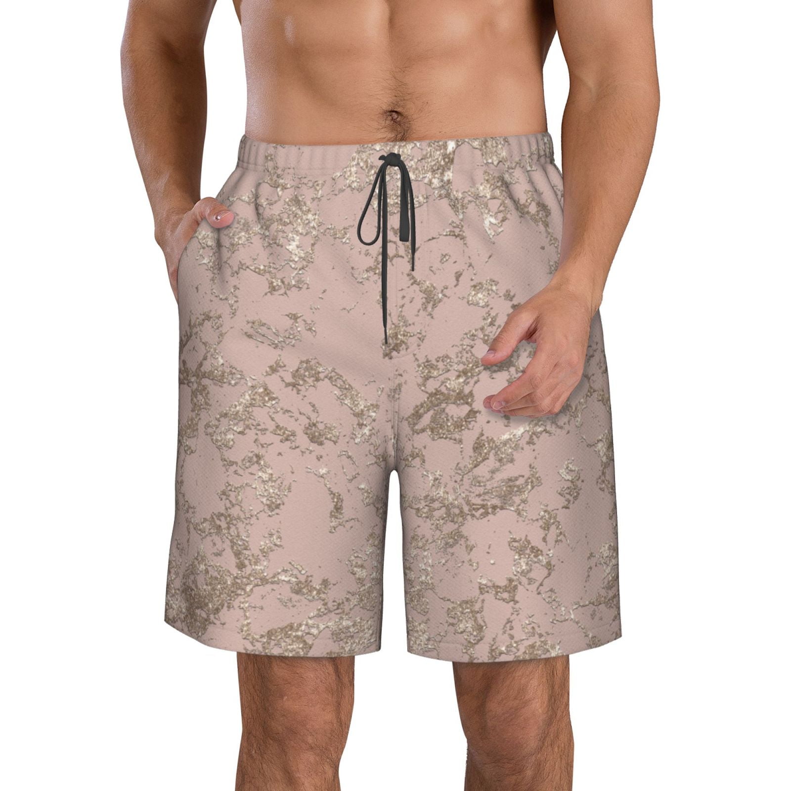 Pofeuu Rose Gold Marble Texture Prin Men's Swim Trunks Quick Dry ...