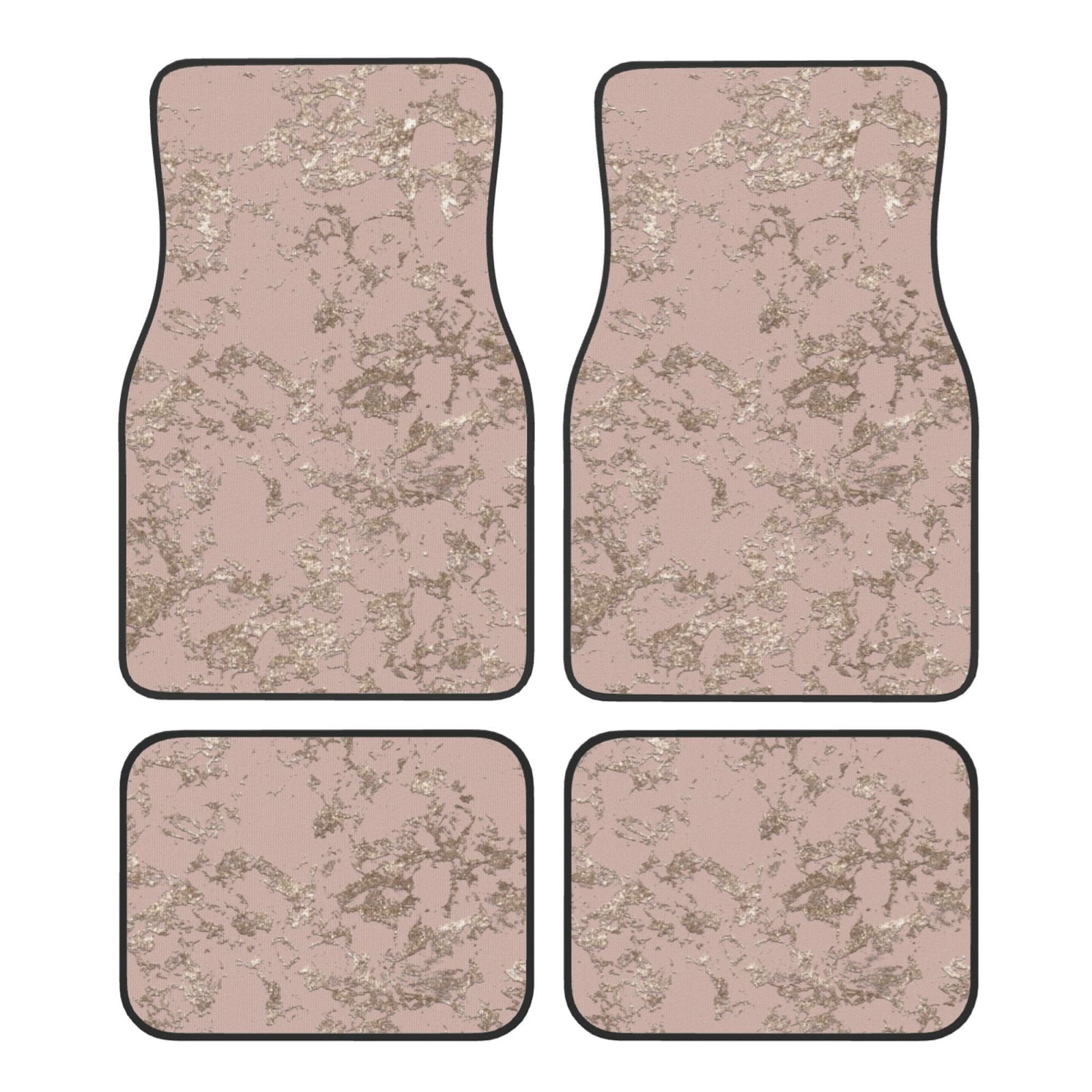 Pofeuu Rose Gold Marble Texture Print Car Foot Mat Set of 4 Pieces ...