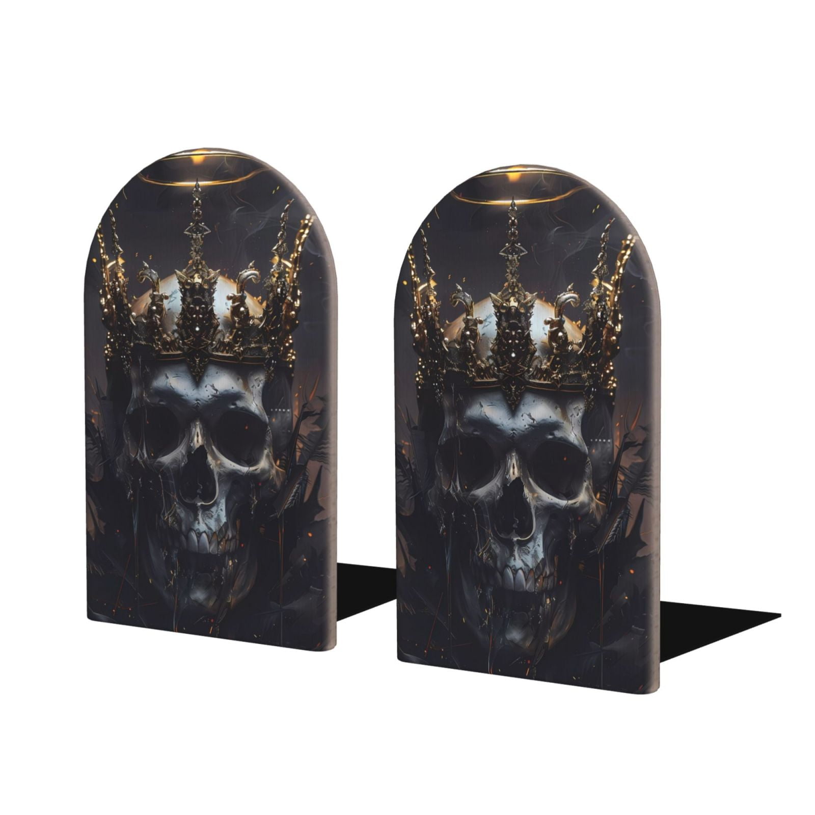 Pofeuu Royal Skull With Golden Crown Print Large Bookend Hold Heavy ...