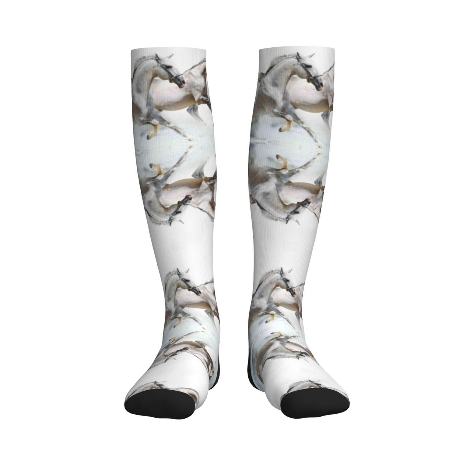 Pofeuu Running White Horses Print Compression Socks for Women & Men ...