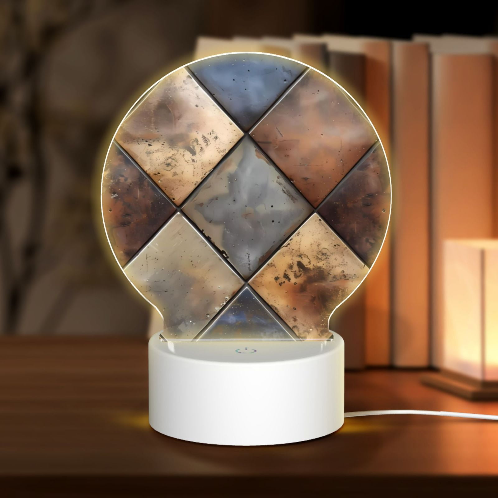Pofeuu Rustic Tile Pattern Print LED Christmas Night Light Lamp Base ...