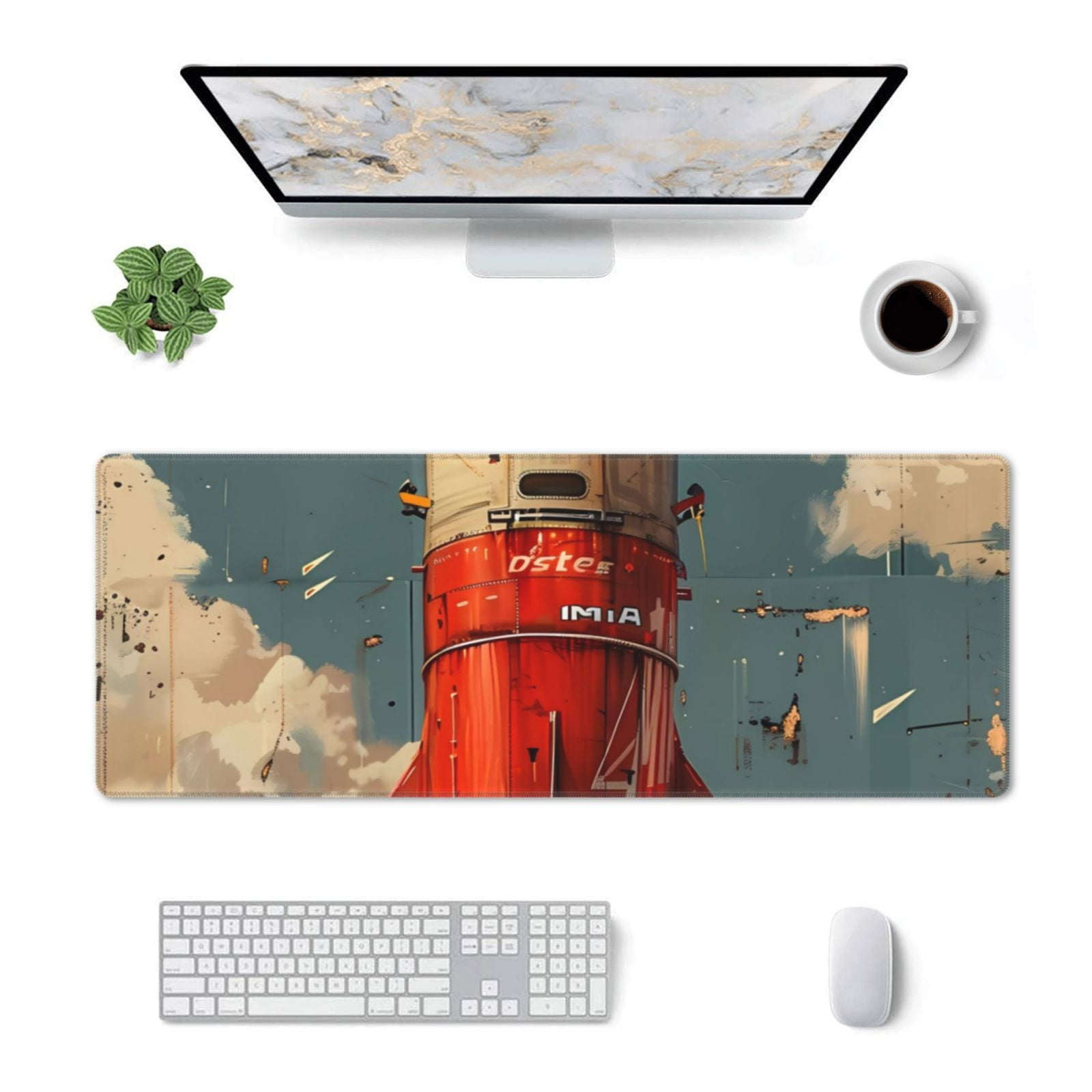 Pofeuu Rusty Rocket Launch Print Desk Mat for Keyboard and Mouse ...