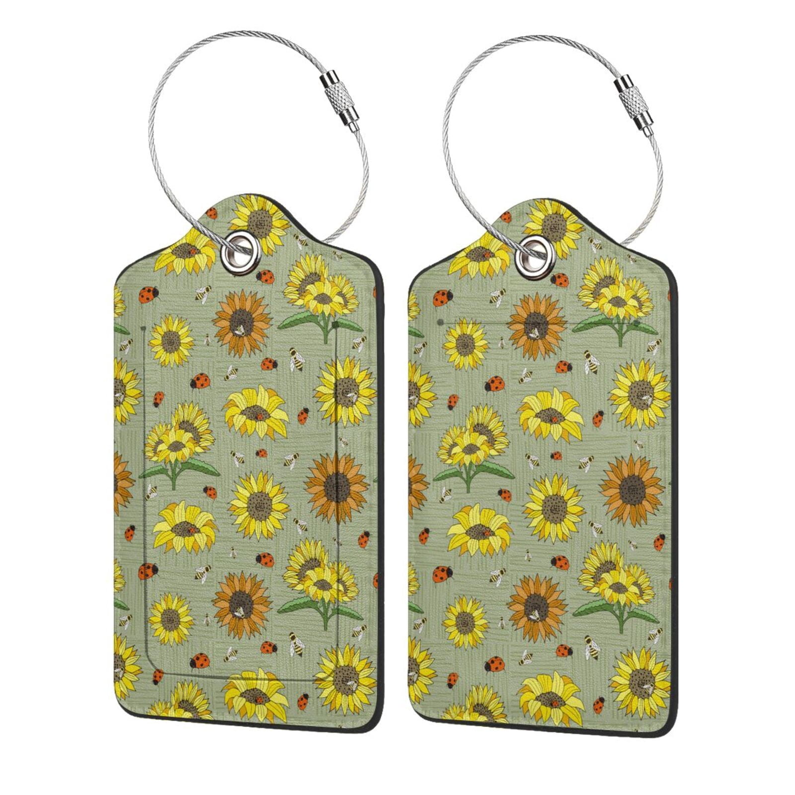 Pofeuu Sage Green With Sunflowers Print Luggage Tags, Privacy Cover ID ...