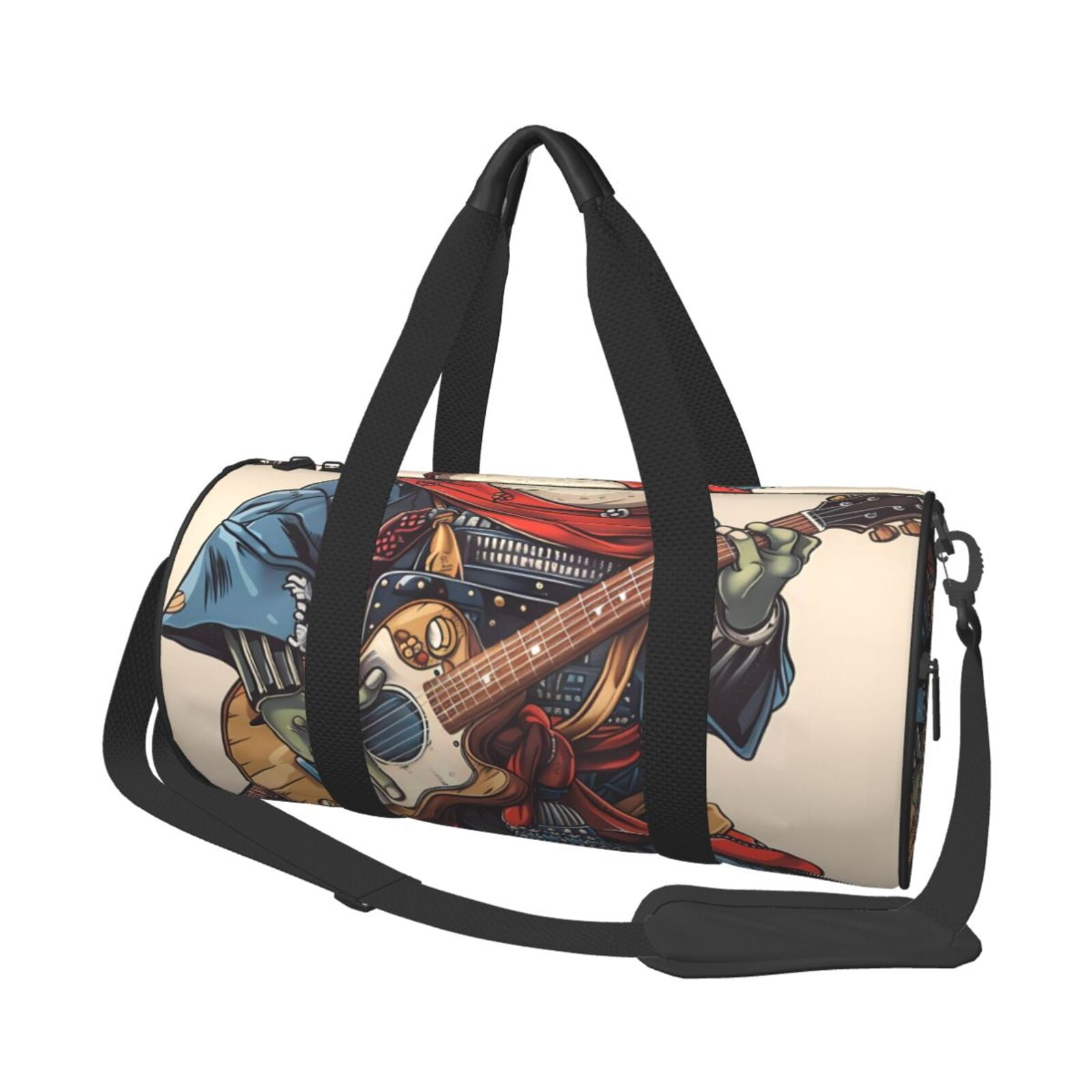 Pofeuu Samurai Frog Guitar Print Travel Duffel Bag,Sports Tote Gym Bag ...