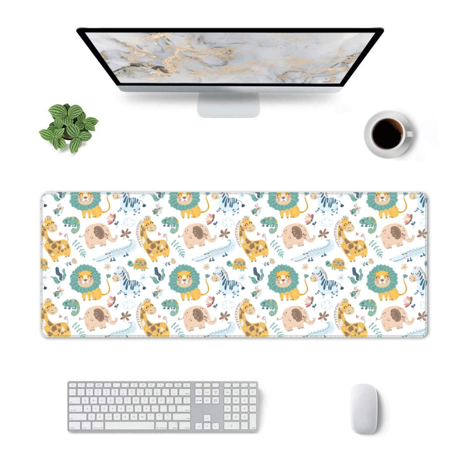 Pofeuu Scandinavian Africa Print Desk Mat for Keyboard and Mouse ...