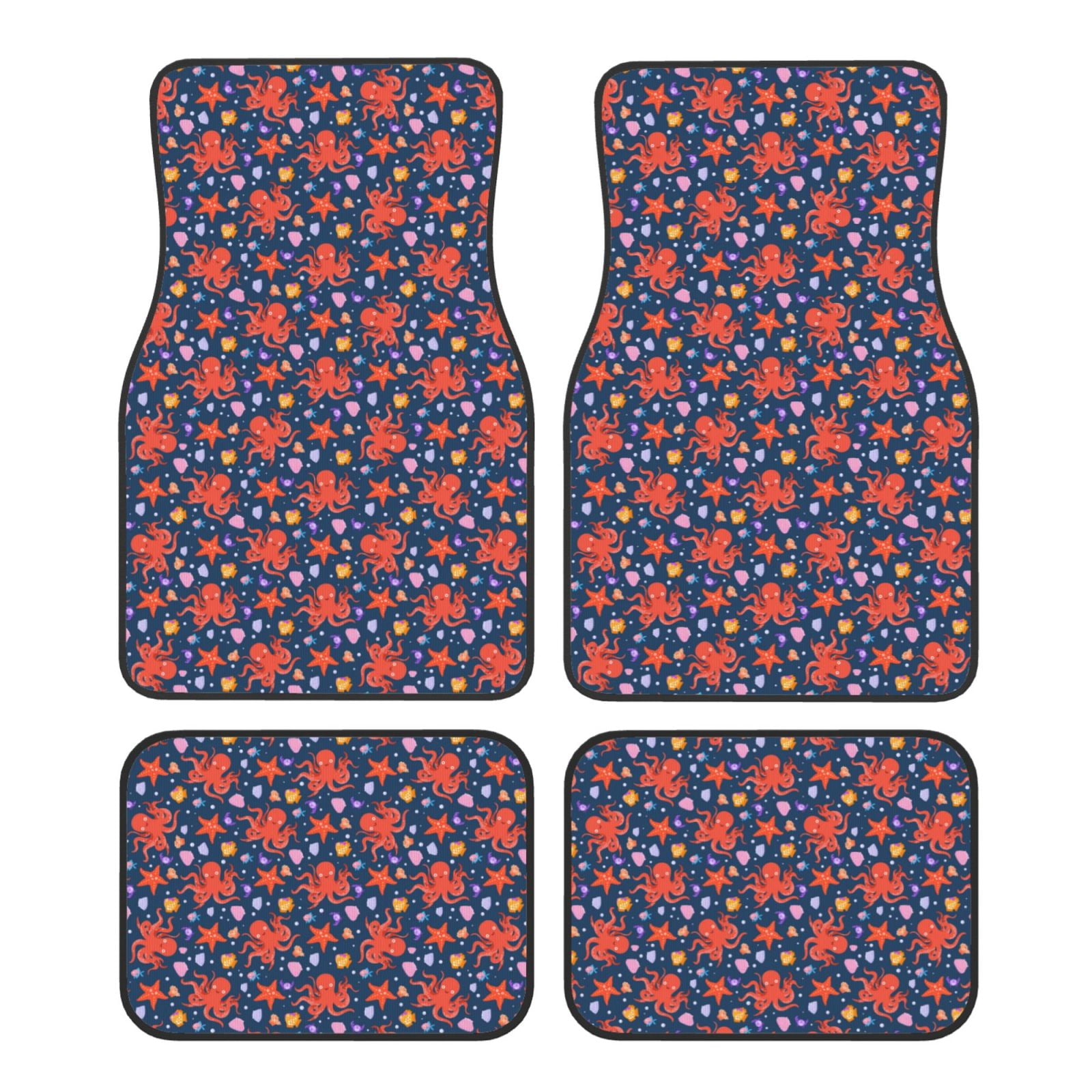 Pofeuu Sea Animals Print Car Foot Mat Set of 4 Pieces - All-Weather ...