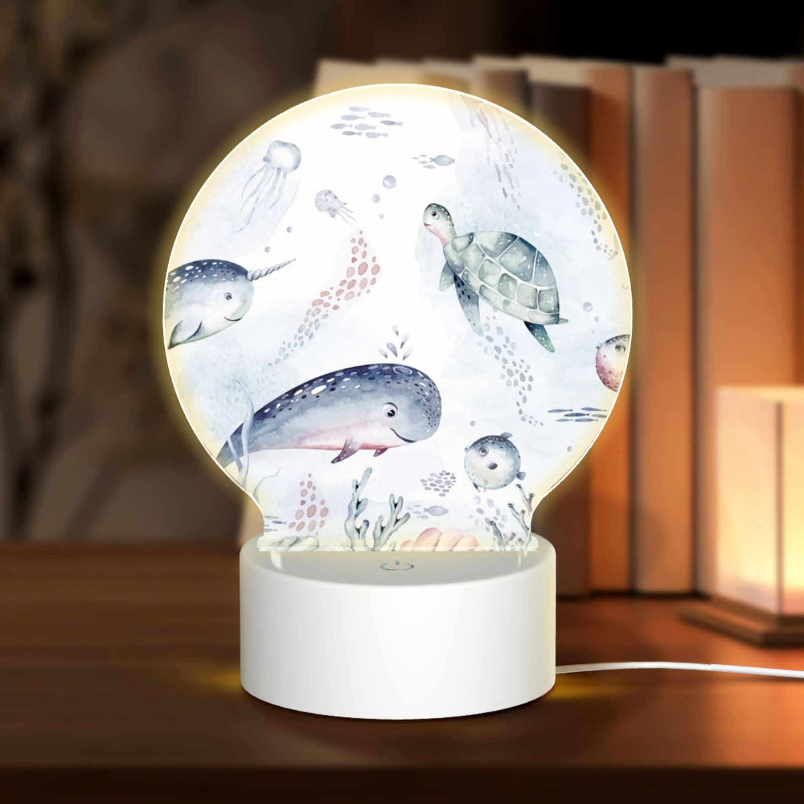 Pofeuu Sea Animals Print LED Christmas Night Light Lamp Base Gift DIY ...