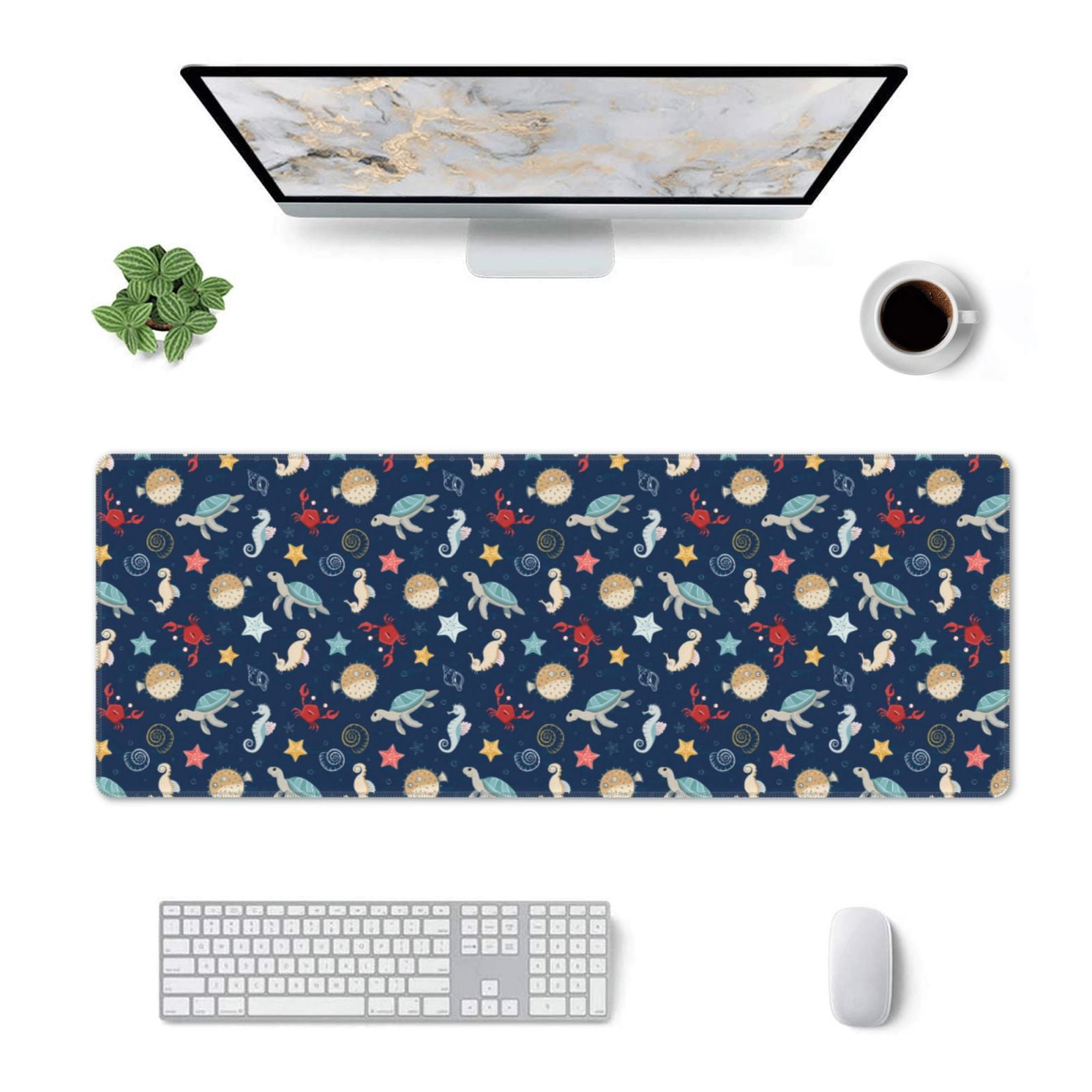 Pofeuu Sea Creatures Print Desk Mat for Keyboard and Mouse，Computer ...