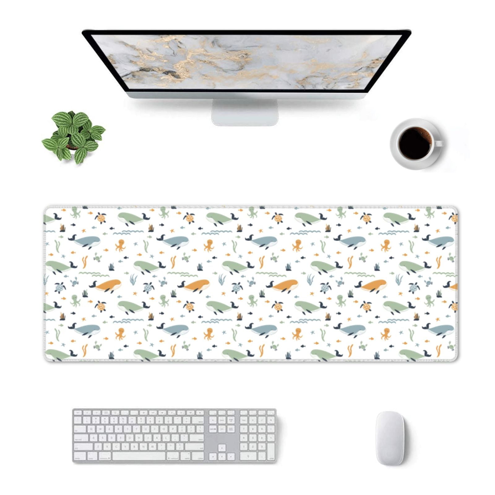 Pofeuu Sea Creatures Print Desk Mat for Keyboard and Mouse，Computer ...
