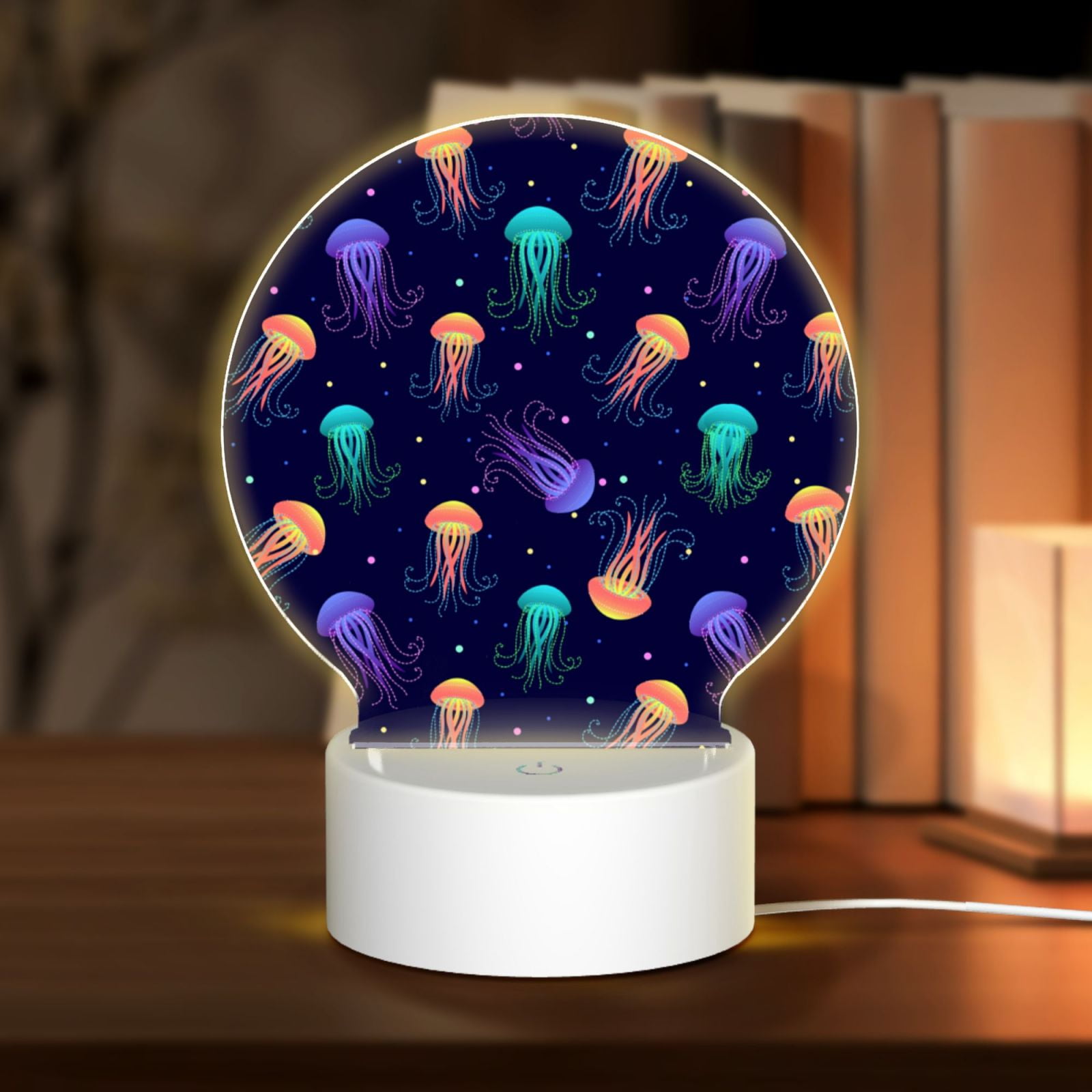 Pofeuu Sea Jellyfish Print LED Christmas Night Light Lamp Base Gift DIY ...