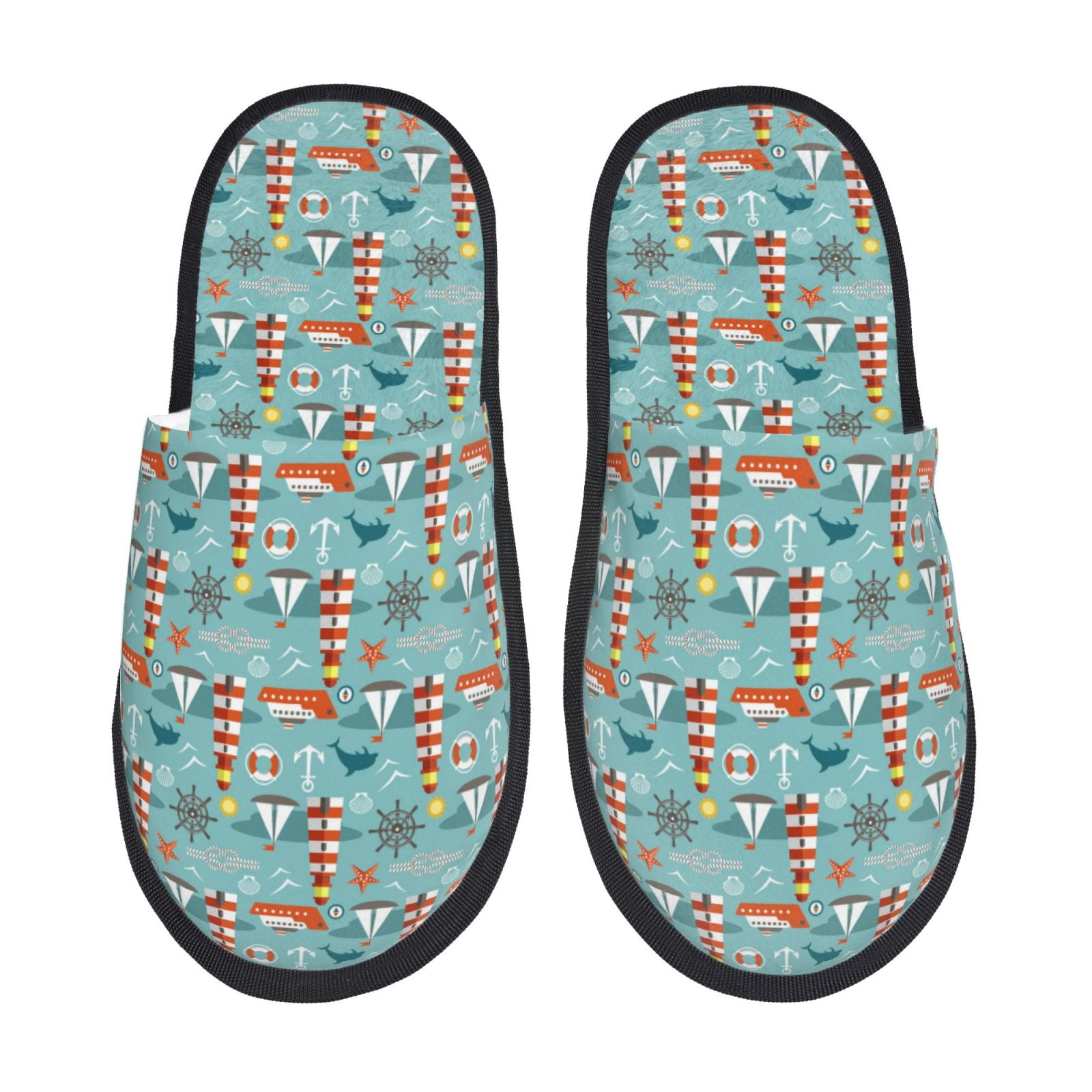 Pofeuu Sea Lighthouse Print EVA Fuzzy House super light Slippers ...