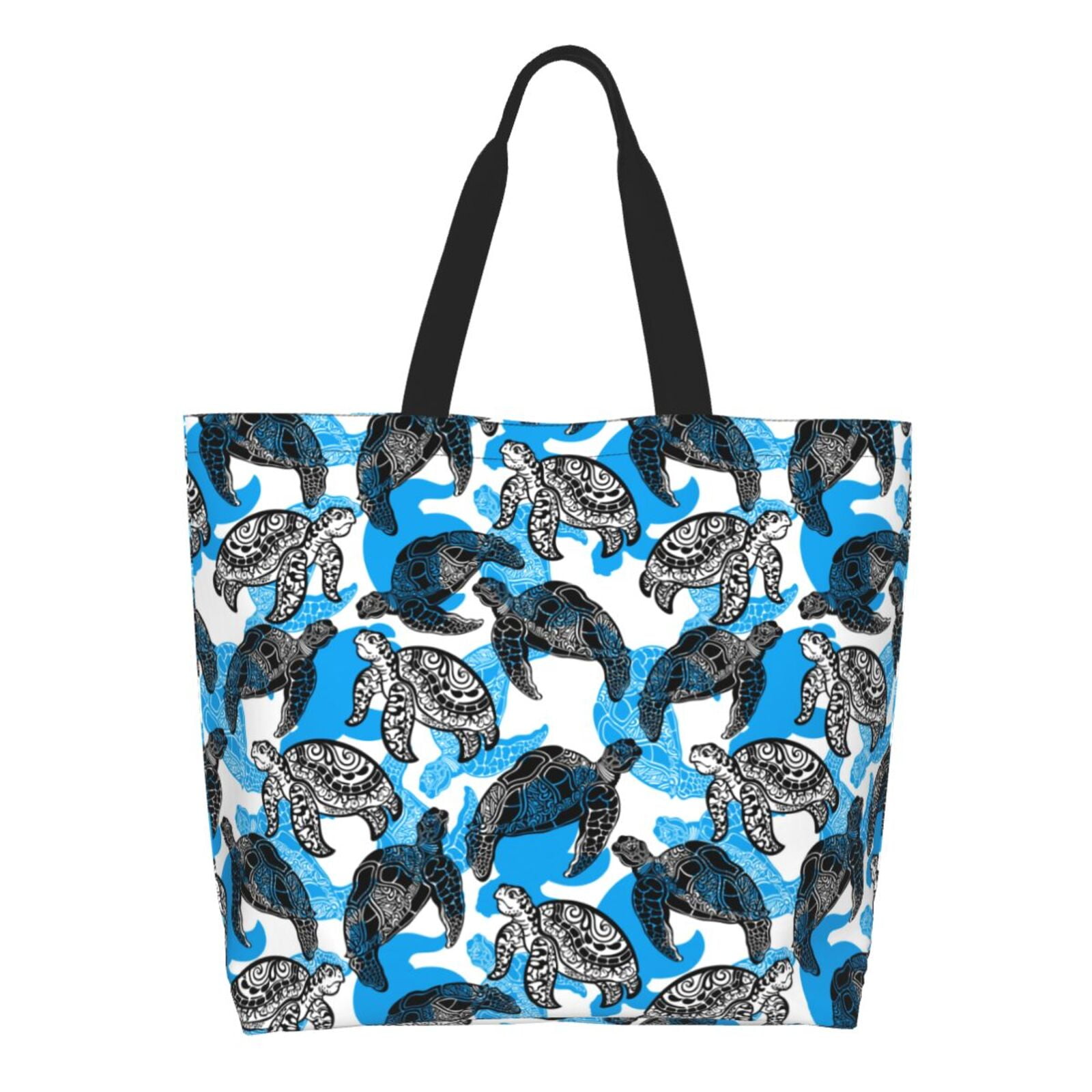 Pofeuu Sea Turtle Life Print Reusable Grocery Bags - Washable, Foldable ...