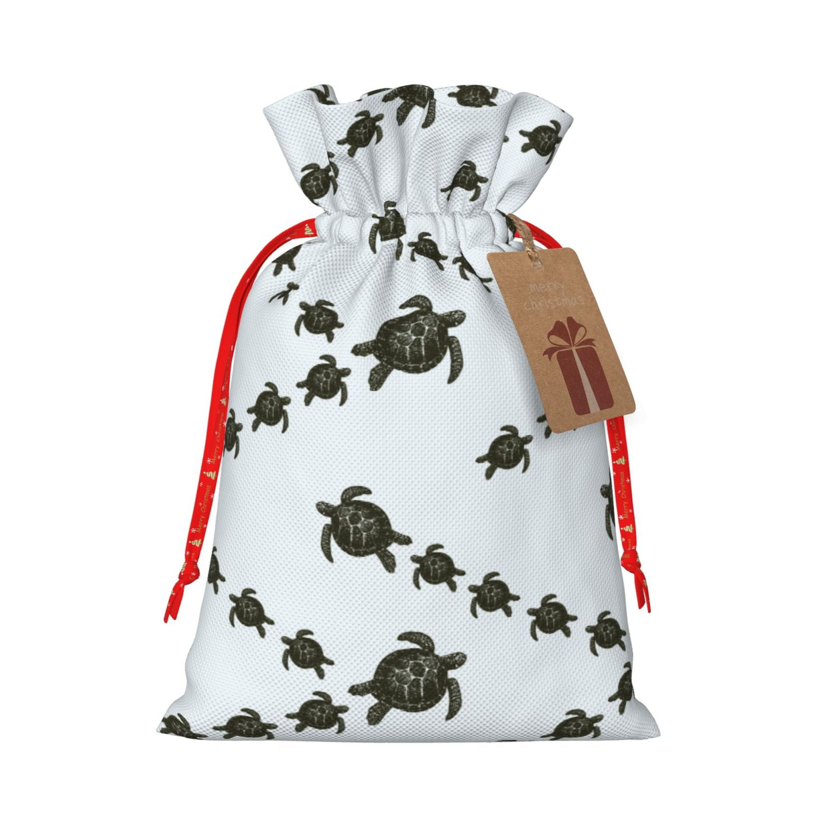 Pofeuu Sea Turtle Print Burlap Bags with Drawstrings Drawstring Gift ...
