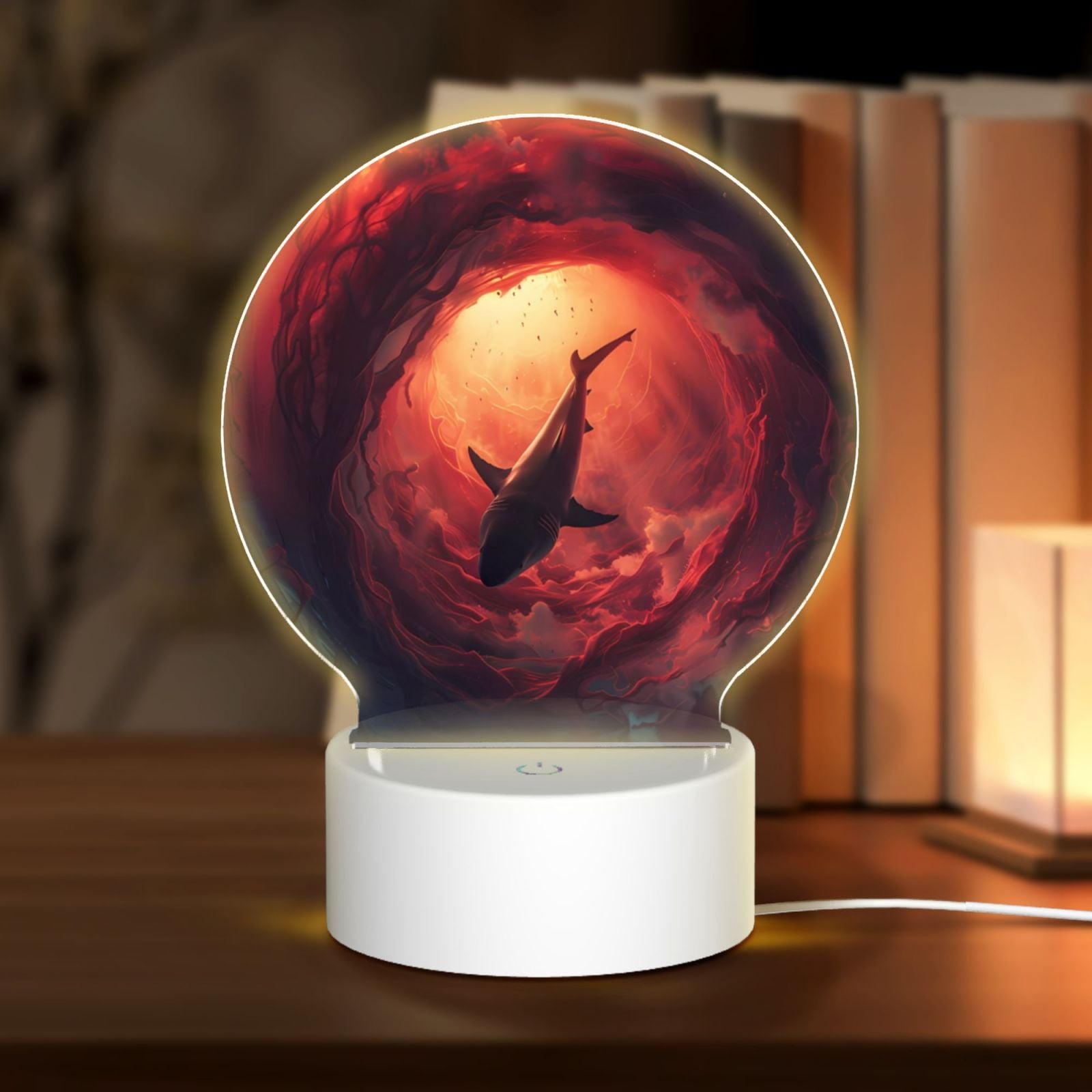 Pofeuu Shark Underwater Vortex Print LED Christmas Night Light Lamp ...