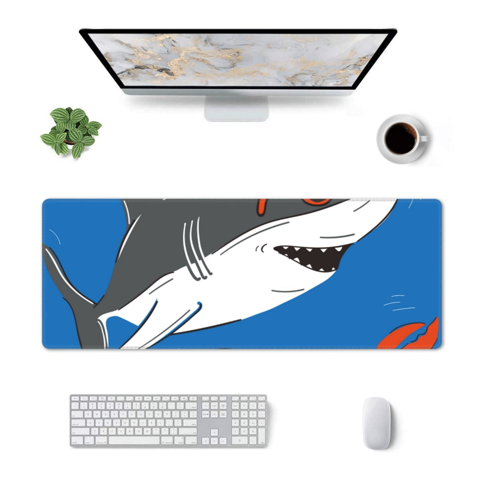 Pofeuu Shark With Sunglasses and Lobste Print Desk Mat for Keyboard and ...
